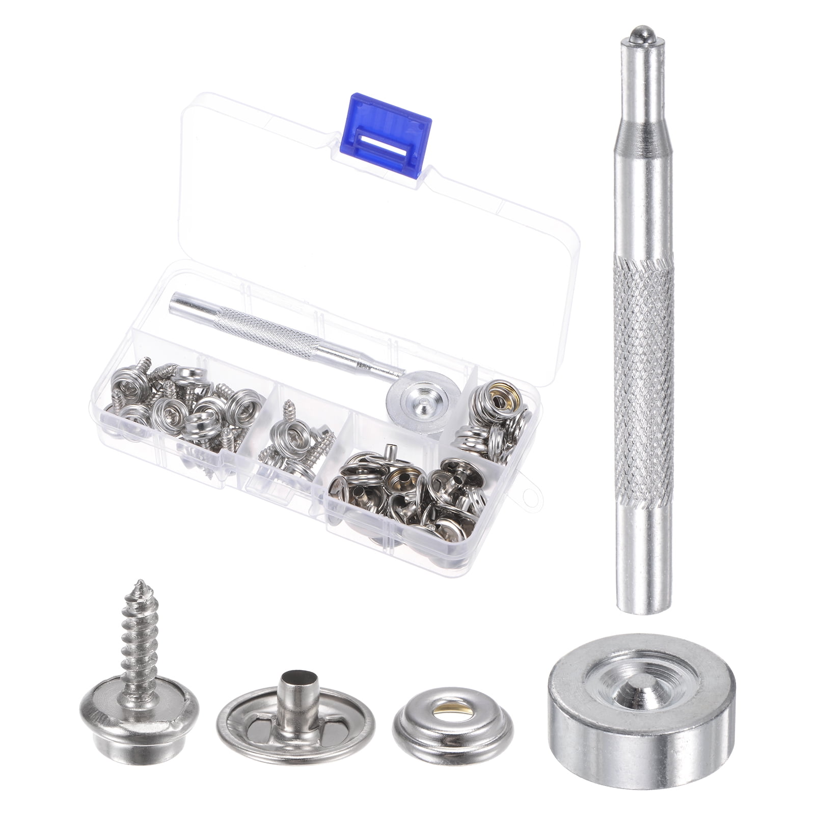 20 Set Screw Snap Fasteners Kit 15mm Metal Snaps Button for Boat Canvas ...