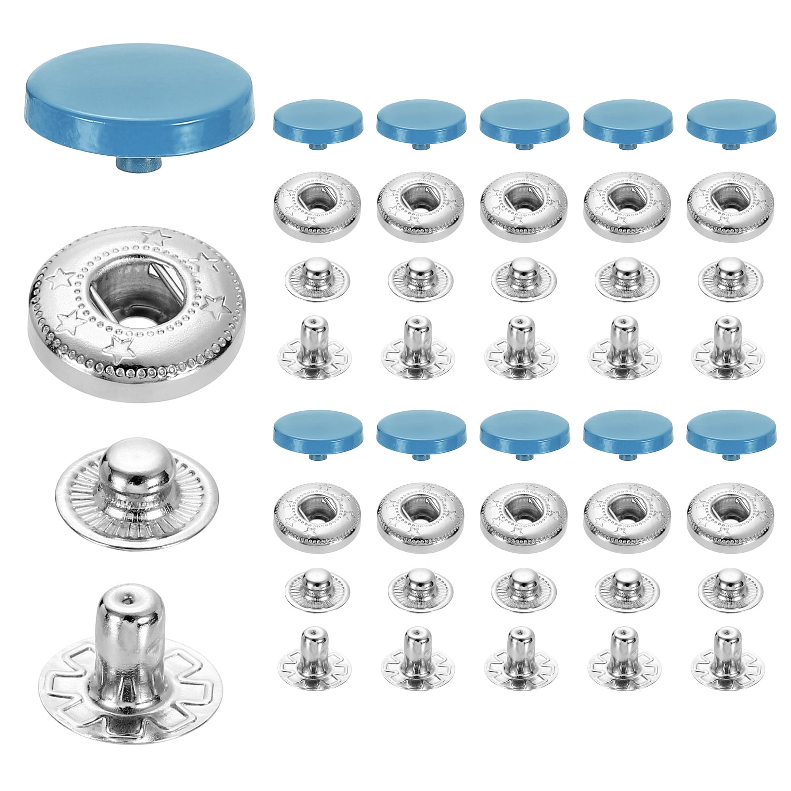 20 Set Snap Fasteners, 15mm #831 Zinc Alloy Press Studs Buttons, Lake ...