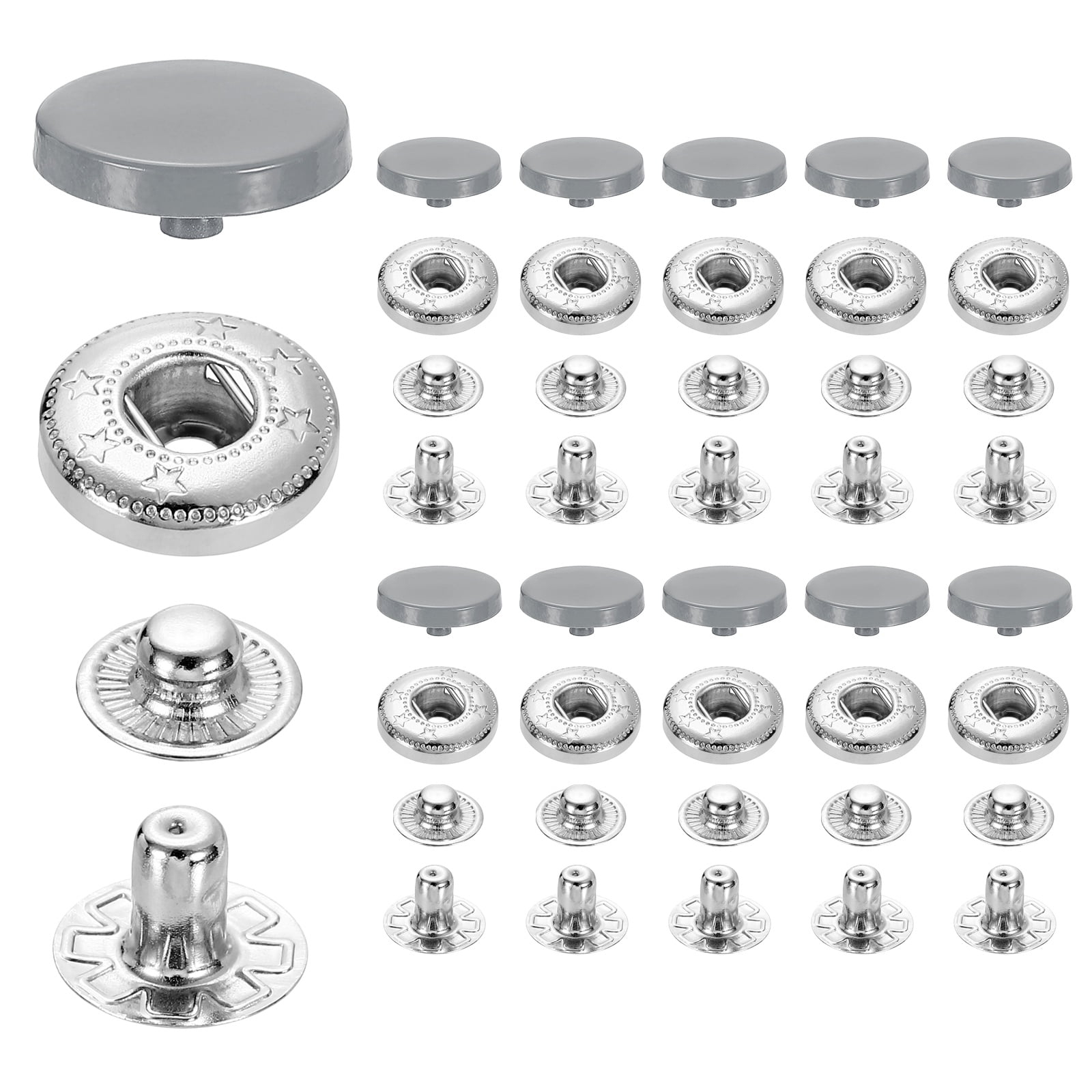 20 Set Snap Fasteners, 15mm #831 Zinc Alloy Press Studs Buttons, Light ...