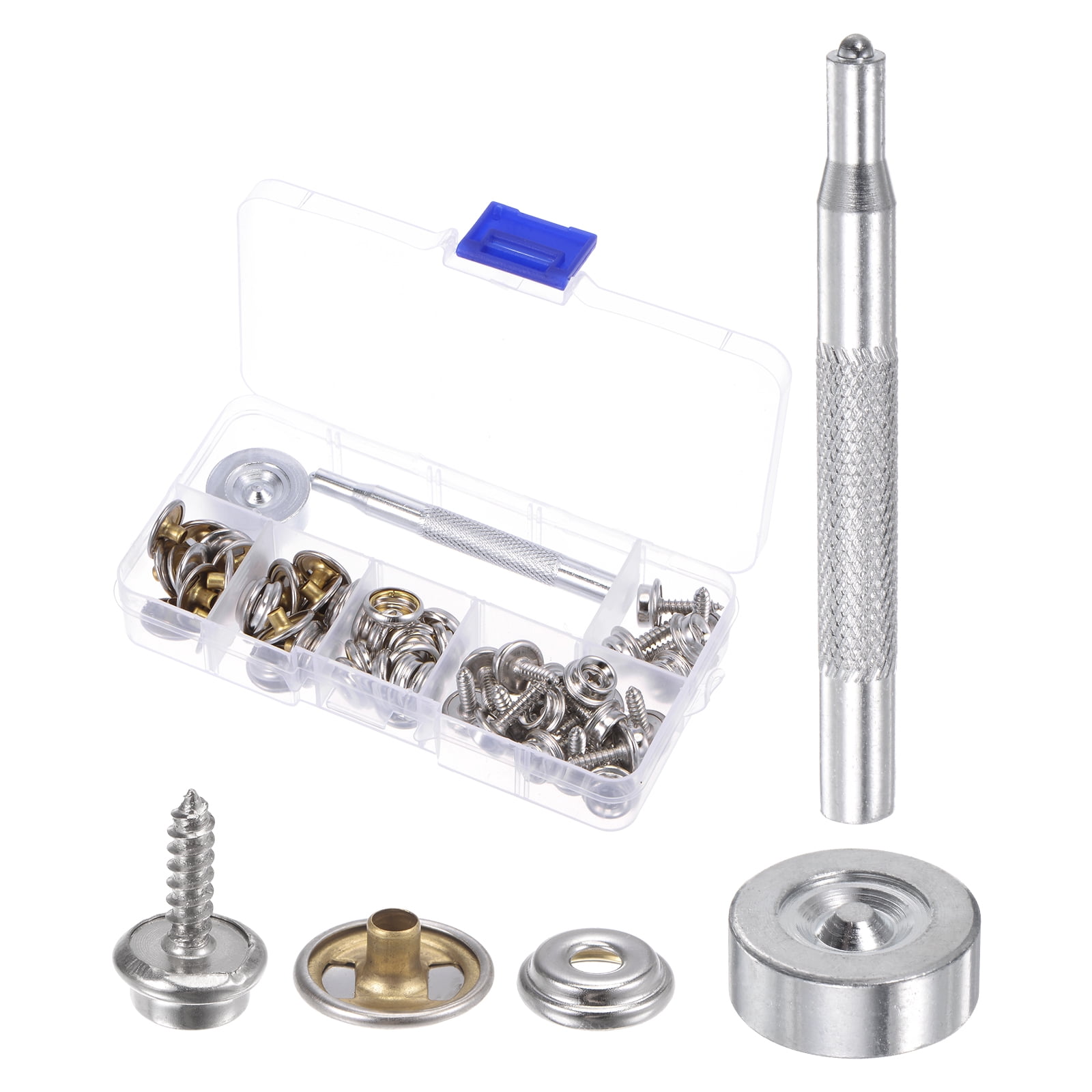 20 Set Stainless Screw Snap Fasteners Kit 15mm Copper Snaps Button for ...