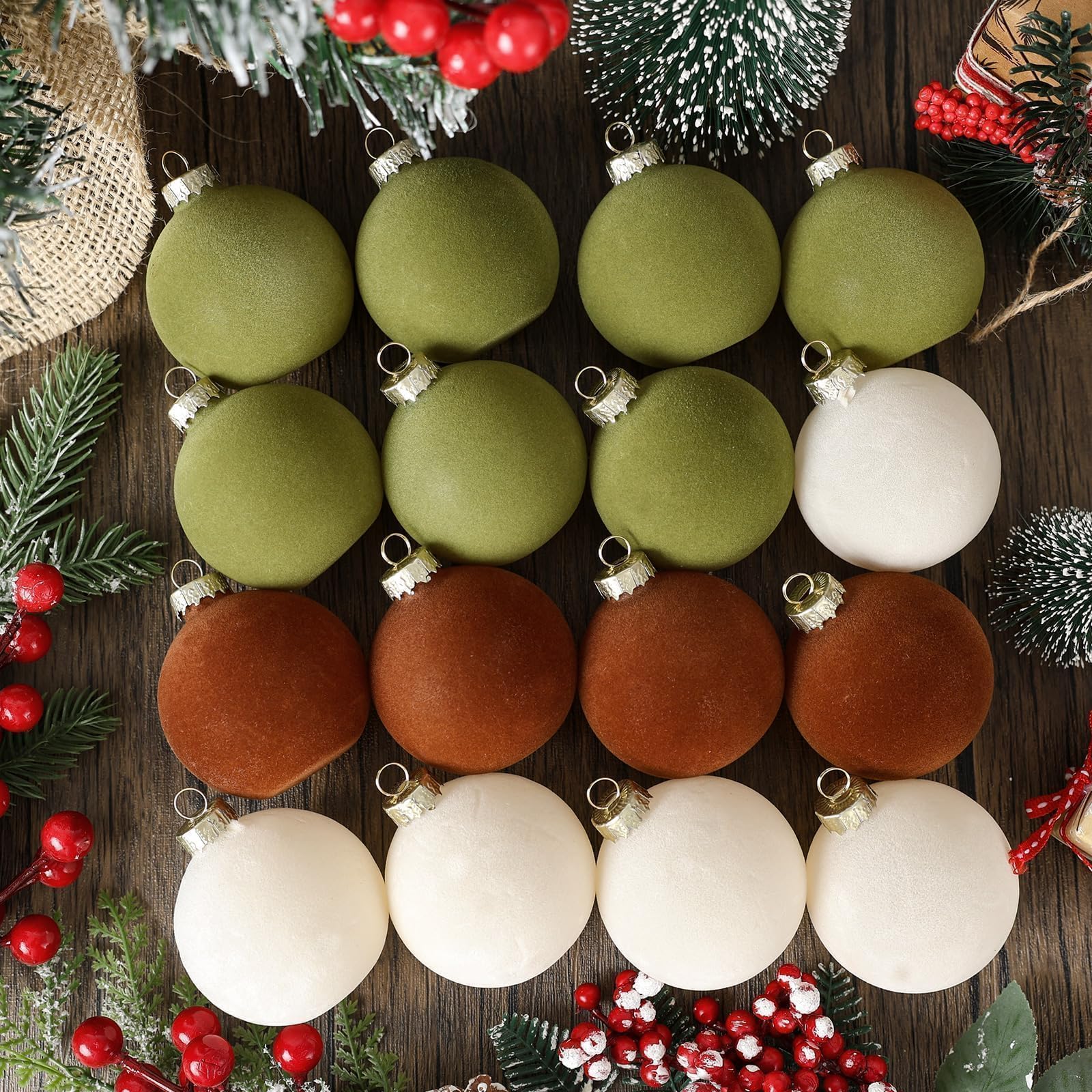 20 Set Velvet Christmas YPF5 Balls Ornament Glass Christmas Balls Place ...