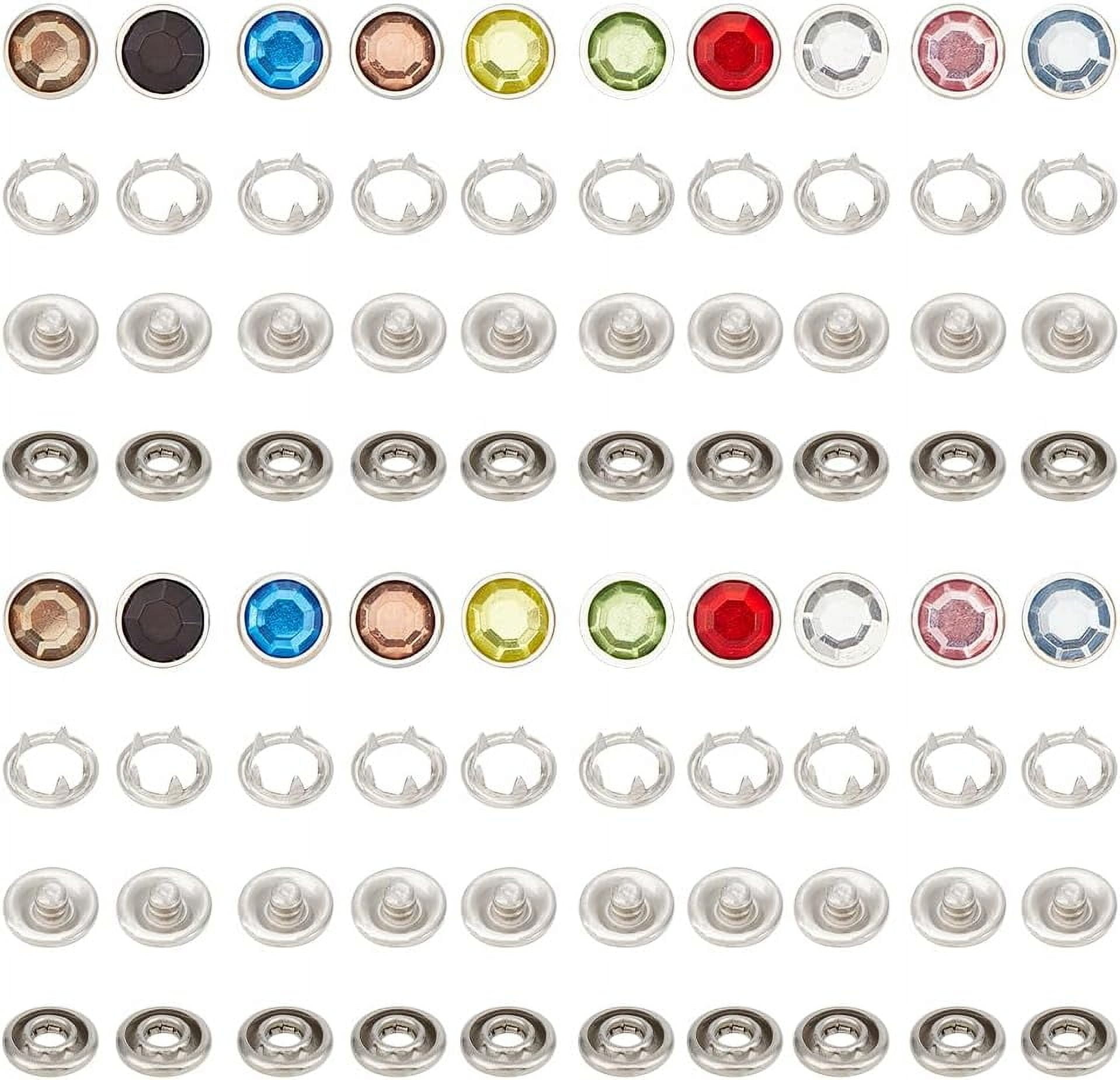 20 Sets 10 Colors Pearl Snaps Fasteners Kit 9mm Pearl Prong Ring Snaps ...