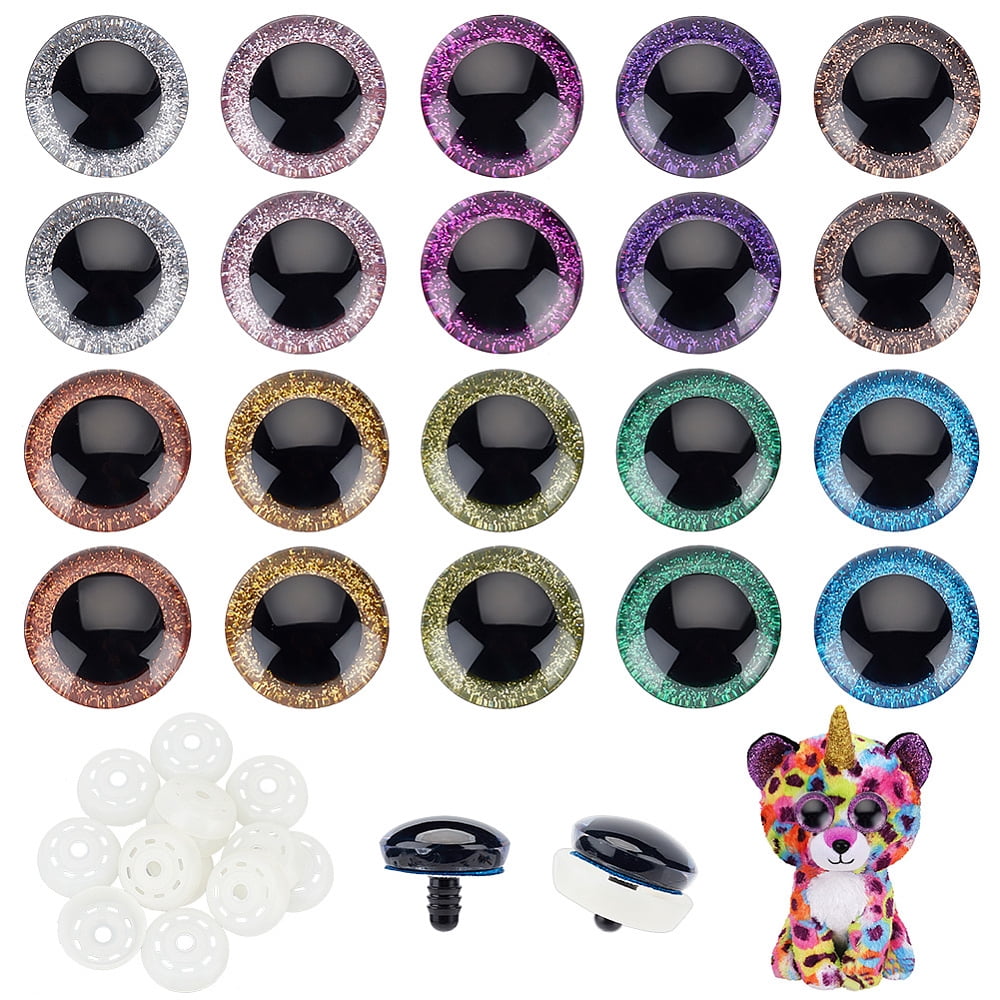 20 Sets 10 Colors Plastic Craft Eyes 1.2x1 inch Plastic Puppet Eyes ...