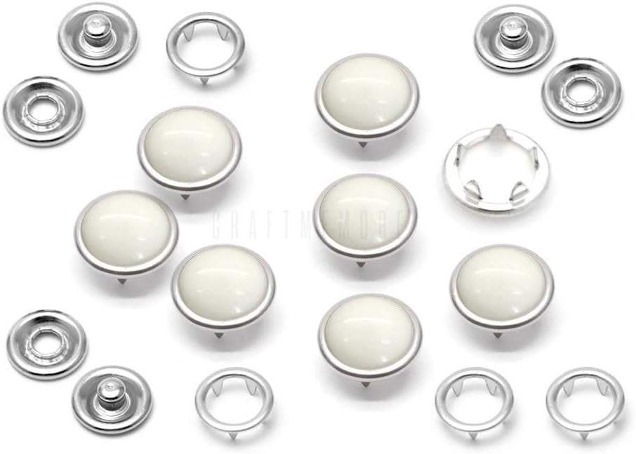 20 Sets 12mm Pearl Snaps Fasteners Pearl-Like Prong Snap Button for ...