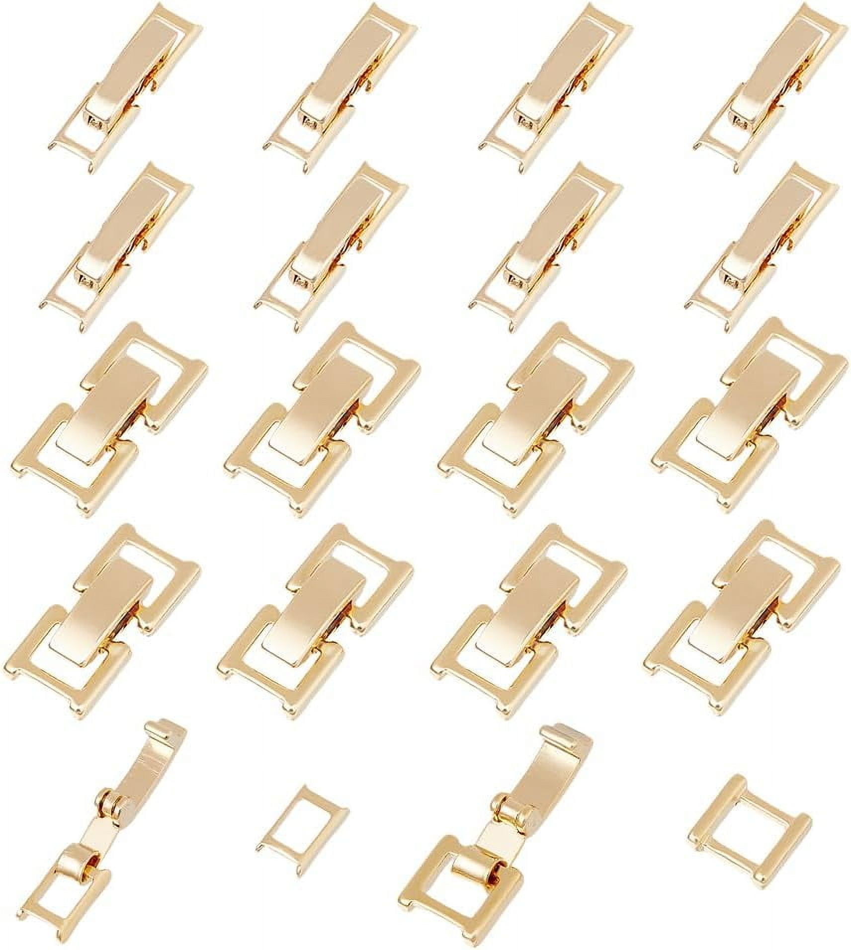 20 Sets 2 Styles Brass Fold Over Clasps Real 24K Gold Plated Jewelry ...