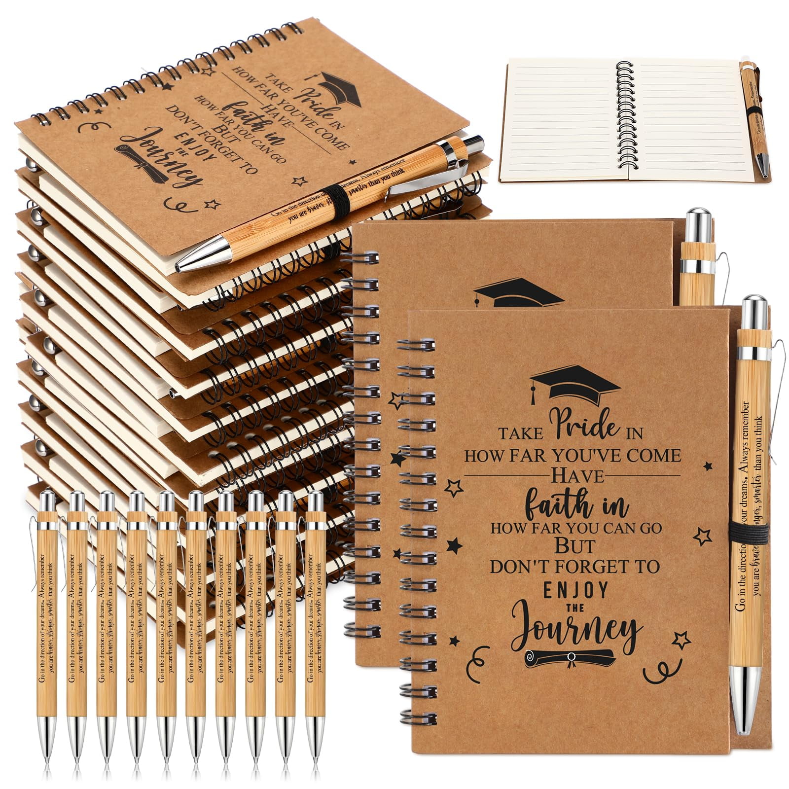 20 Sets 2025 Graduation Gifts Inspirational Spiral Journal with Motivational Pen Graduate Kraft ...