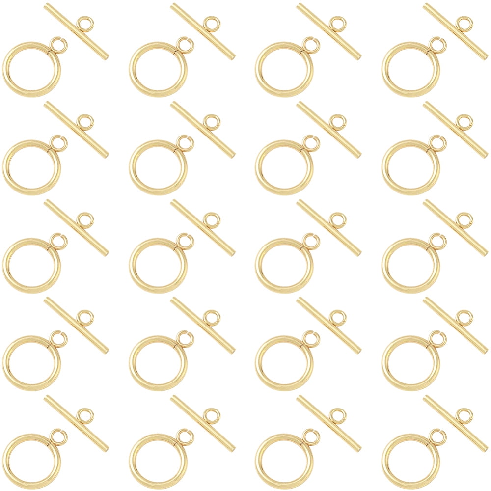 20 Sets 304 Stainless Steel Toggle Clasps Real 18K Gold Plated Ring: 20 ...