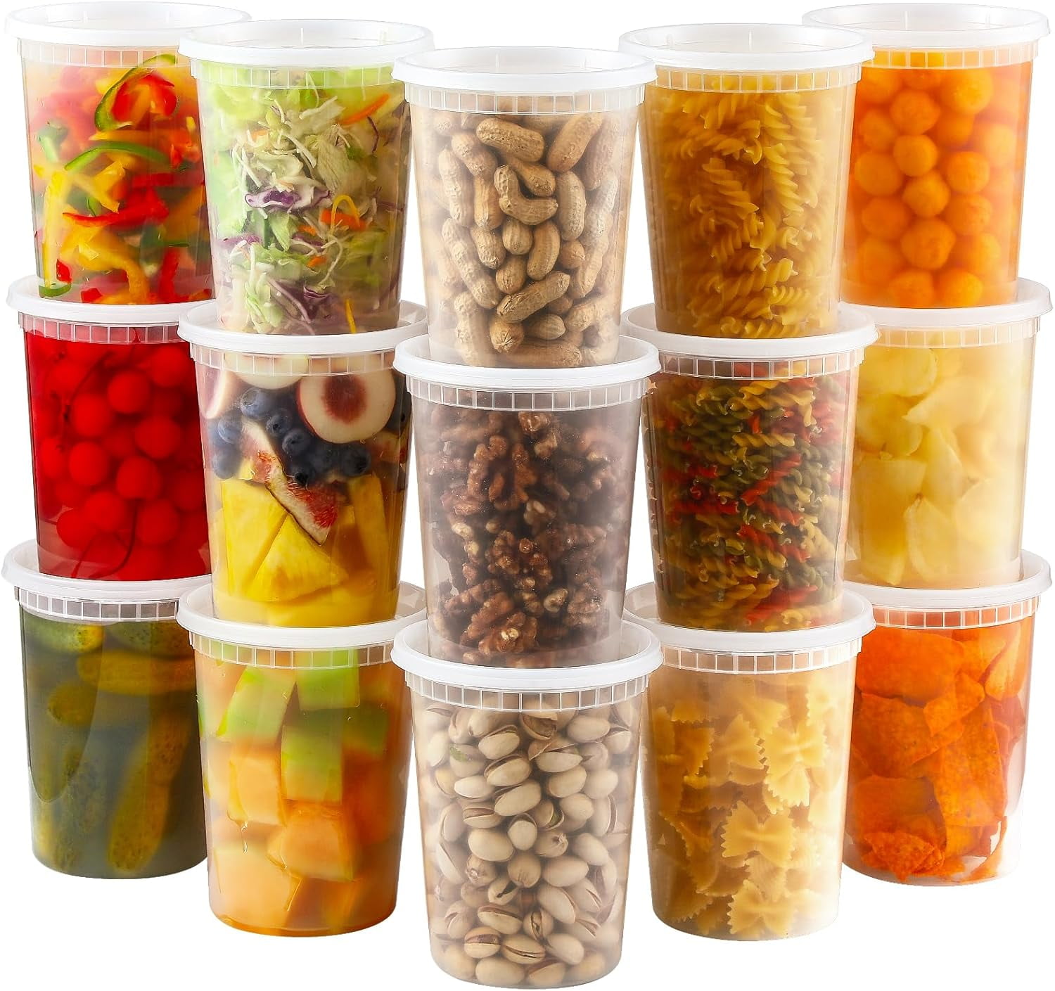 20 Sets 32 oz Plastic Deli Food Containers With Lids, Airtight Food ...