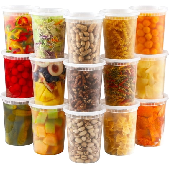 20 Sets 32 oz Plastic Deli Food Containers With Lids, Airtight Storage ...