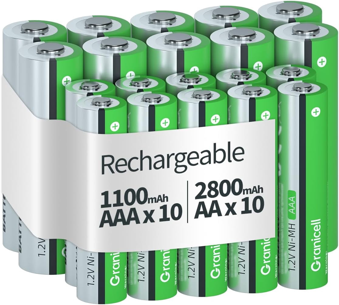 20 Sets AA AAA Recharable Batteries,High Capacity 10-Pack 2800mAh ...