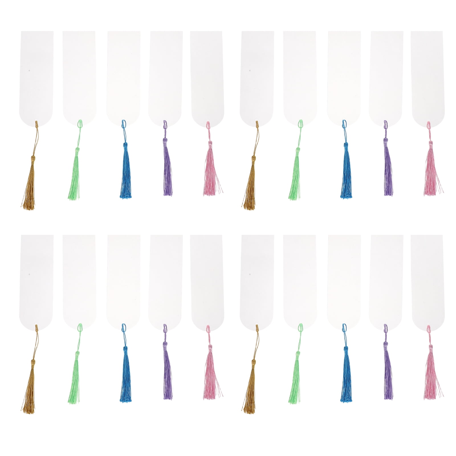 20 Sets Bookmark Blanks With Tassels - Acrylic Transparent Bookmarks ...