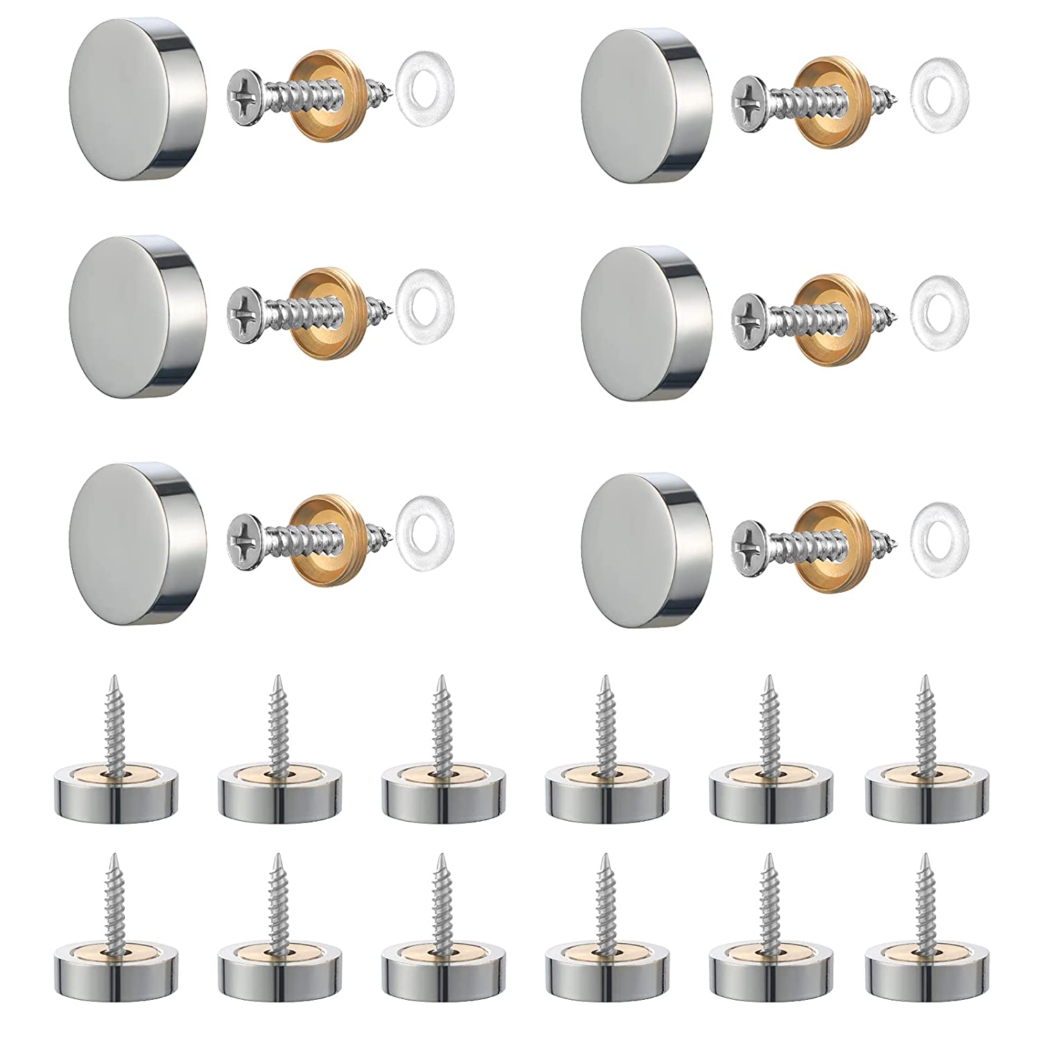 20 Sets Brass Mirror Decorative Screws, 10mm Silver Mirror Nails with ...