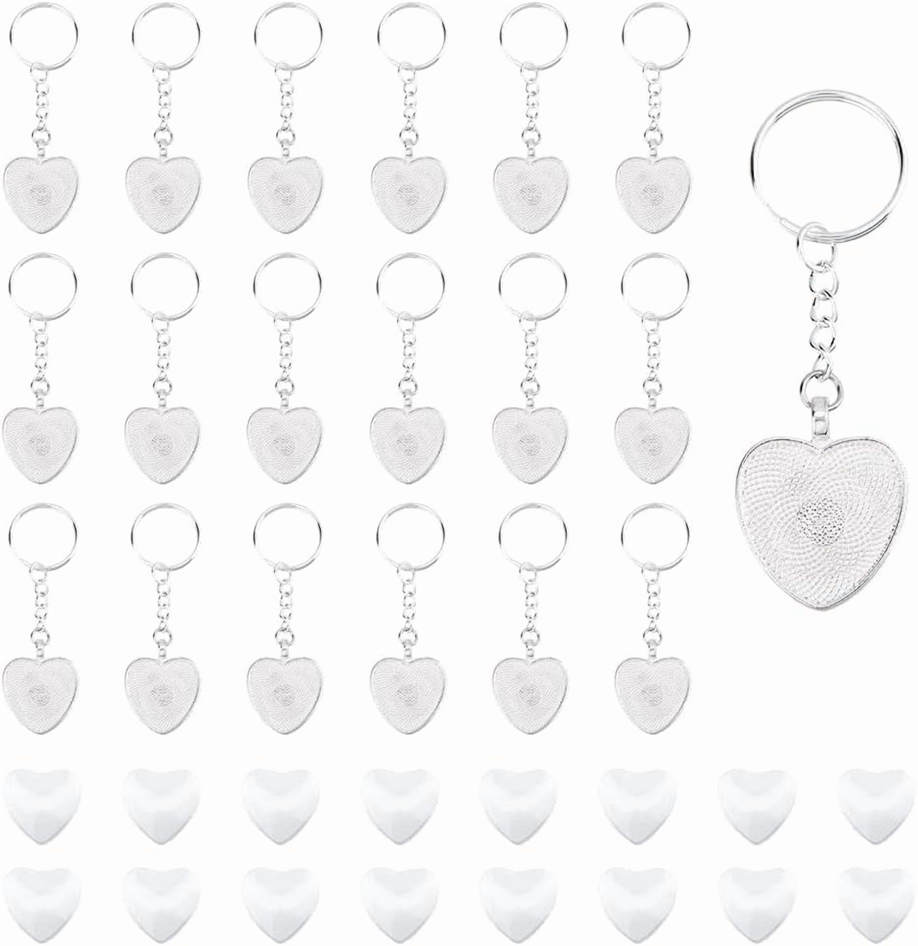 20 Sets Cabochon Keychain Kit Silver Blanks Bezel Trays Charm Alloy ...