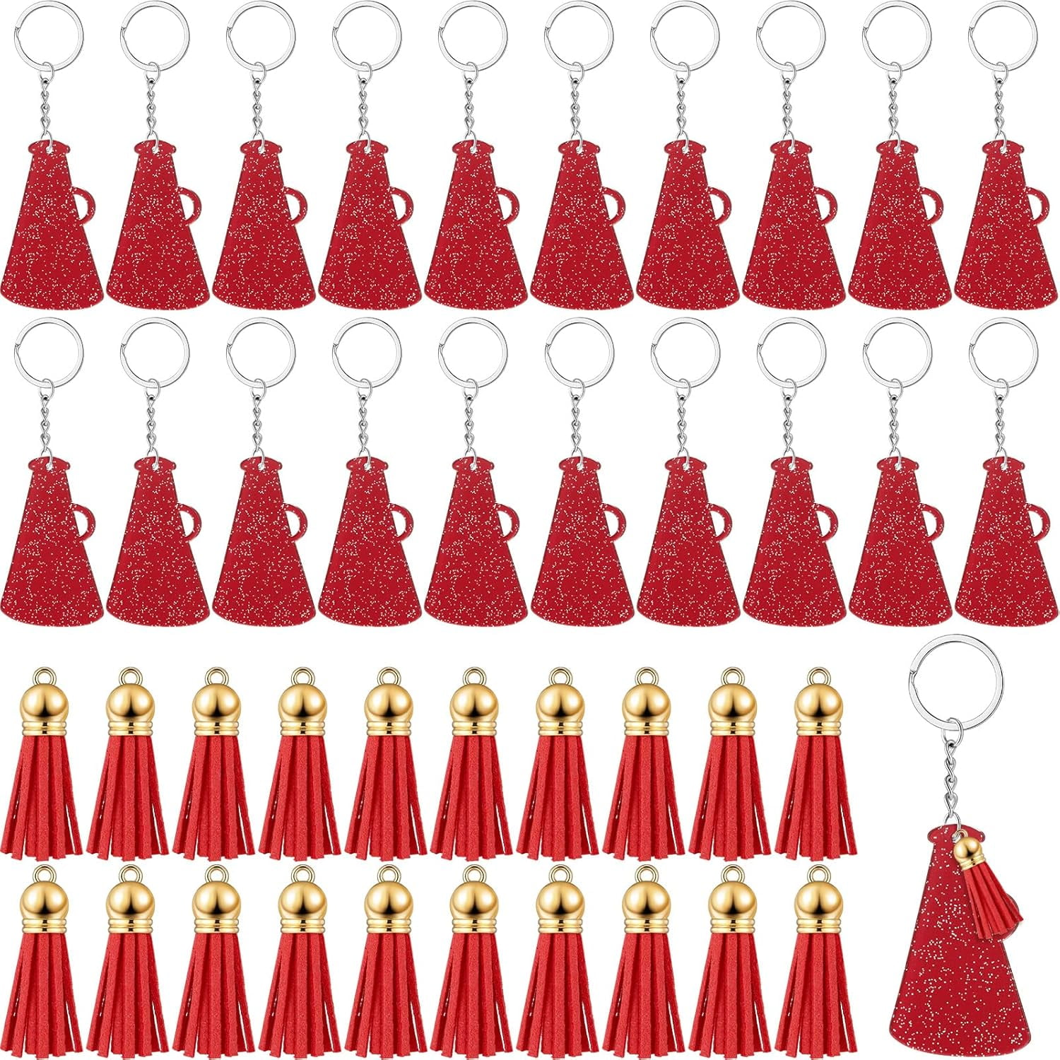 20 Sets Cheer Gifts Bulk for Team Cheer Megaphone Keychains with Tassel ...