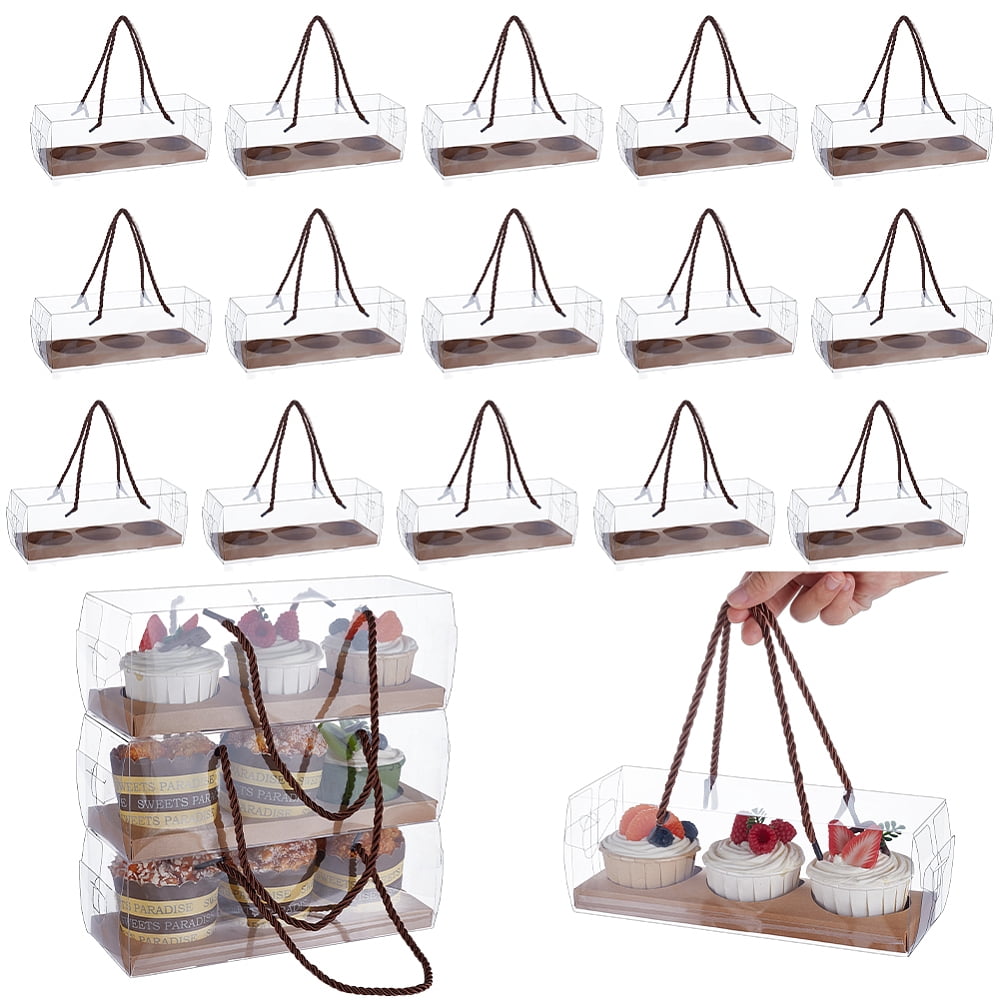 20 Sets Clear Cupcake Boxes Portable Pastry Packaging Box 3 ...