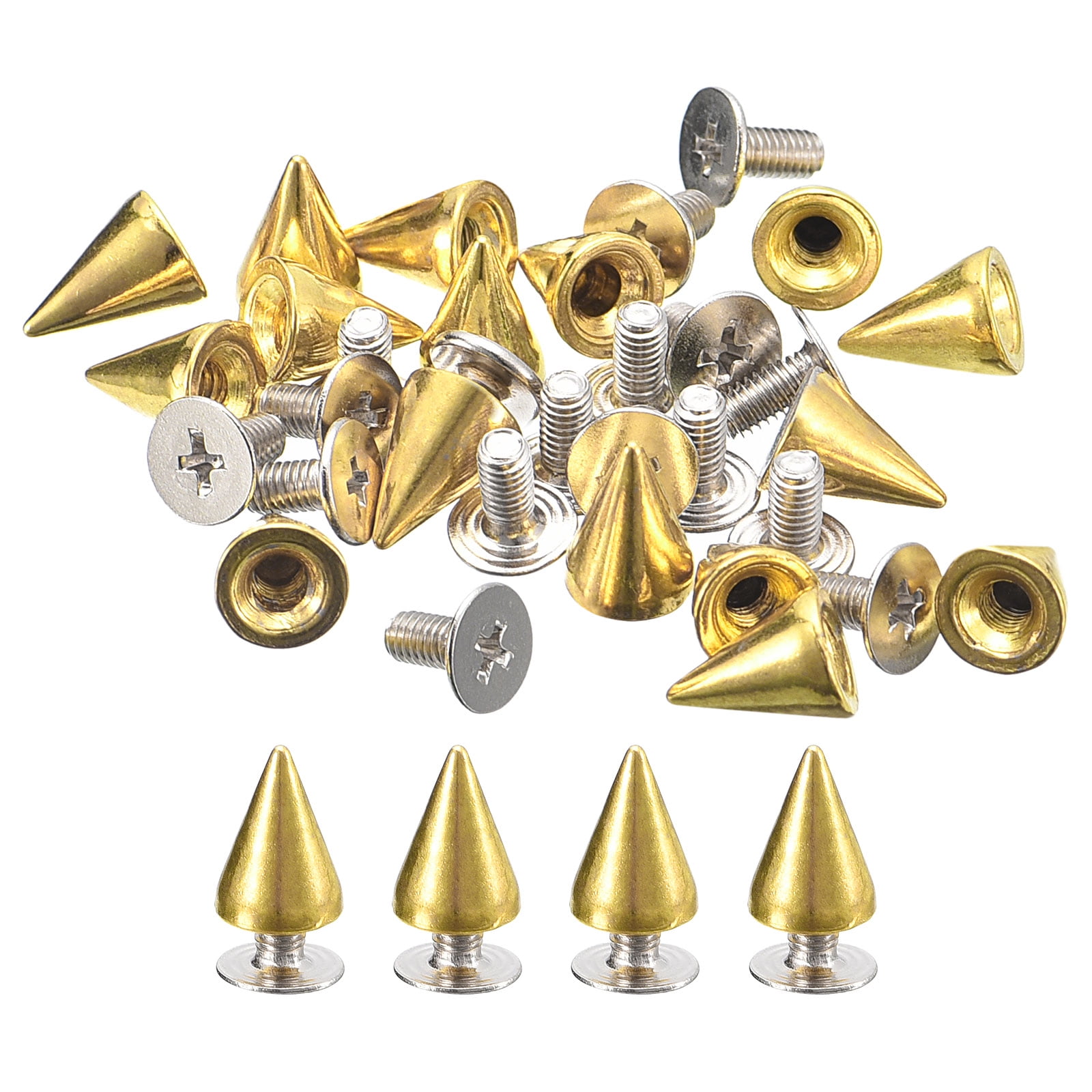 20 Sets Cone Spikes Studs 7x10mm Studs and Spike Screw Back Rivet Gold ...
