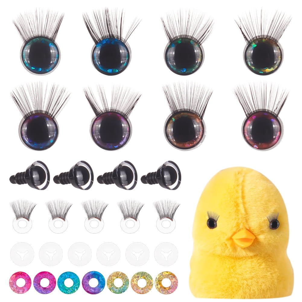 20 Sets Craft Eyes Safety Eyes with Eyelashes Amigurumi Eyes Stuffed ...