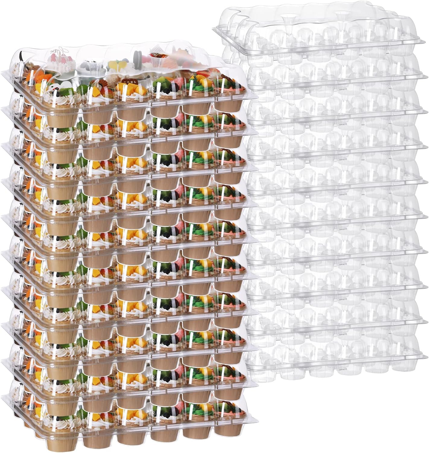 20 Sets Cupcake Containers 24 Count Cupcake Holders Stackable Cupcake ...