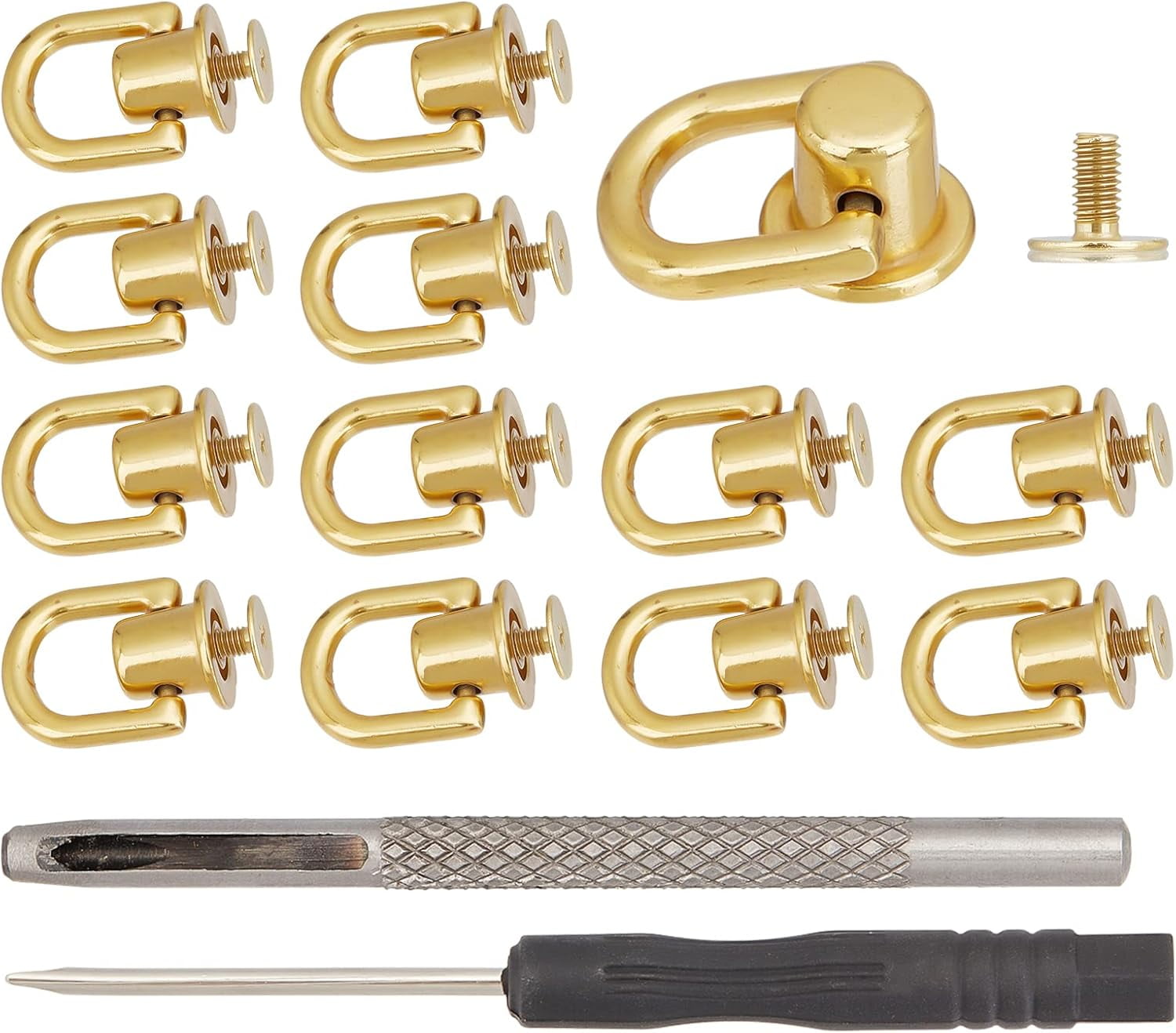 20 Sets D Ring Stud Screw Ball Post Head Buttons Rotatable Chicago Stud ...