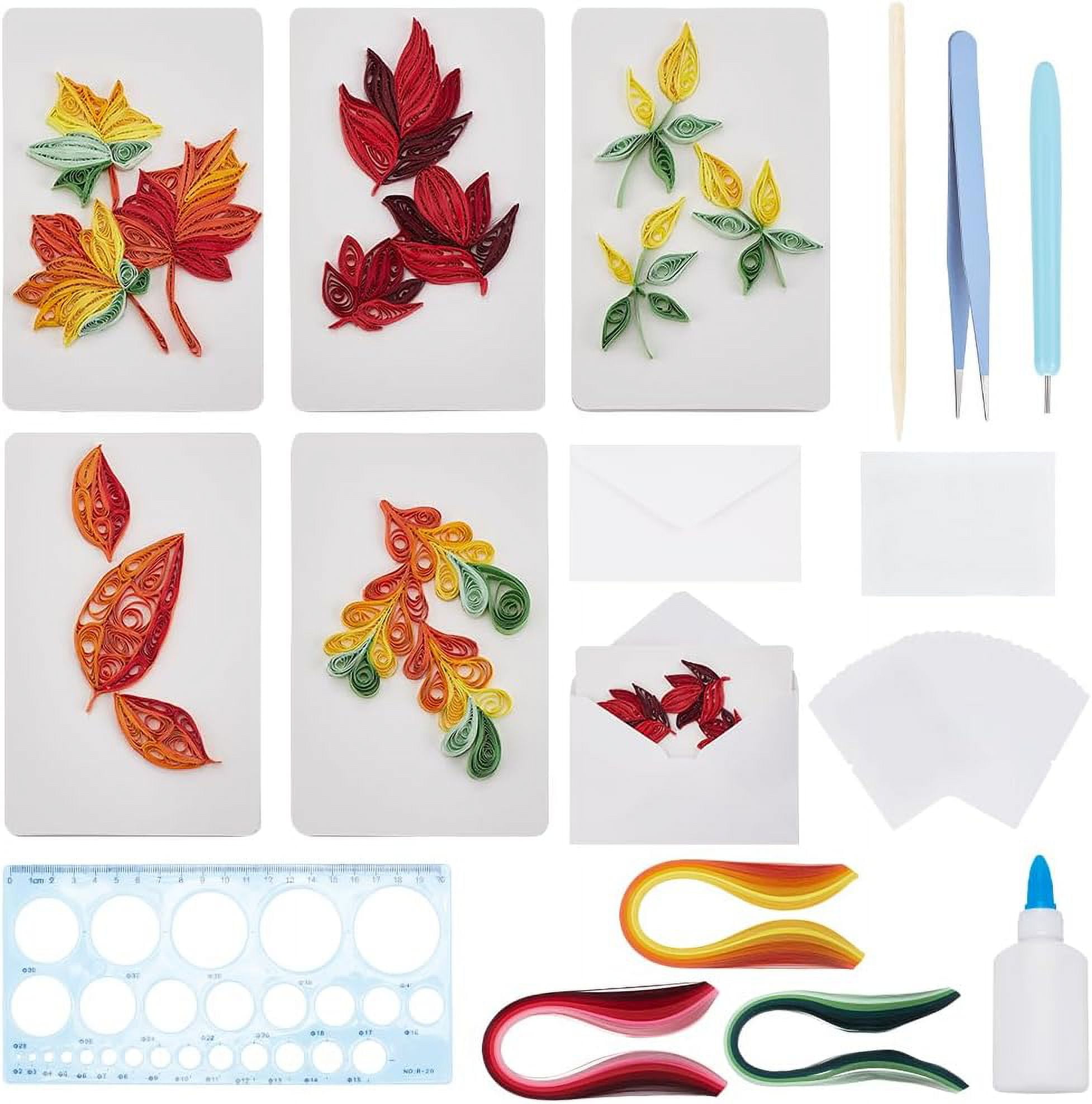 20 Sets DIY Autumn Leaf Paper Quilling Kit with Paper Quilling Strips ...