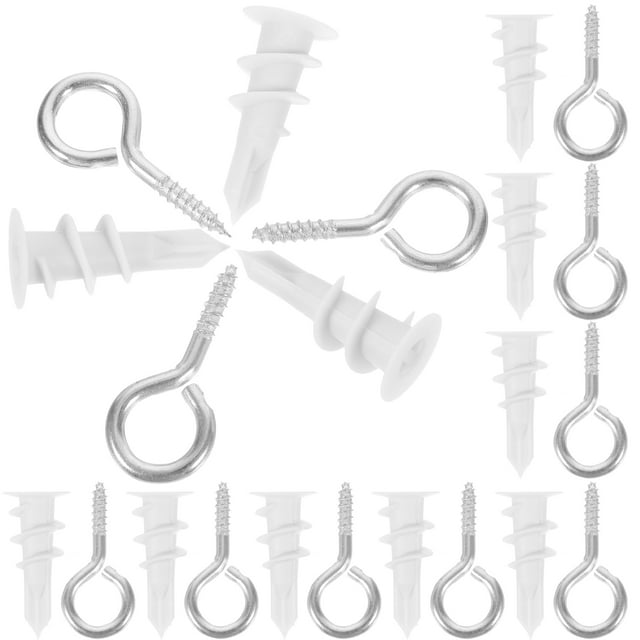 20 Sets Drywall Expansion Screws Anchors Hook and Eye Closure Metal ...