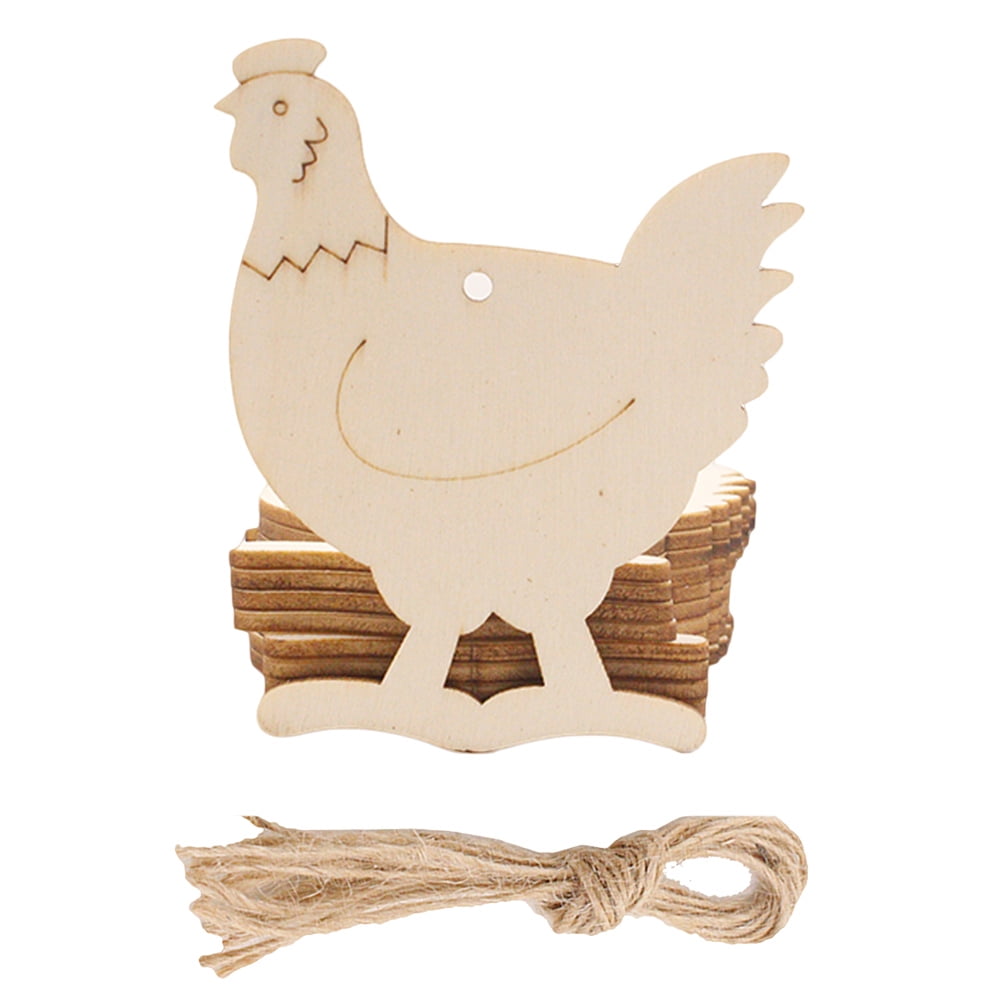 20 Sets Easter Theme Chicken Unfinished Wood Cutouts Wooden Paint ...