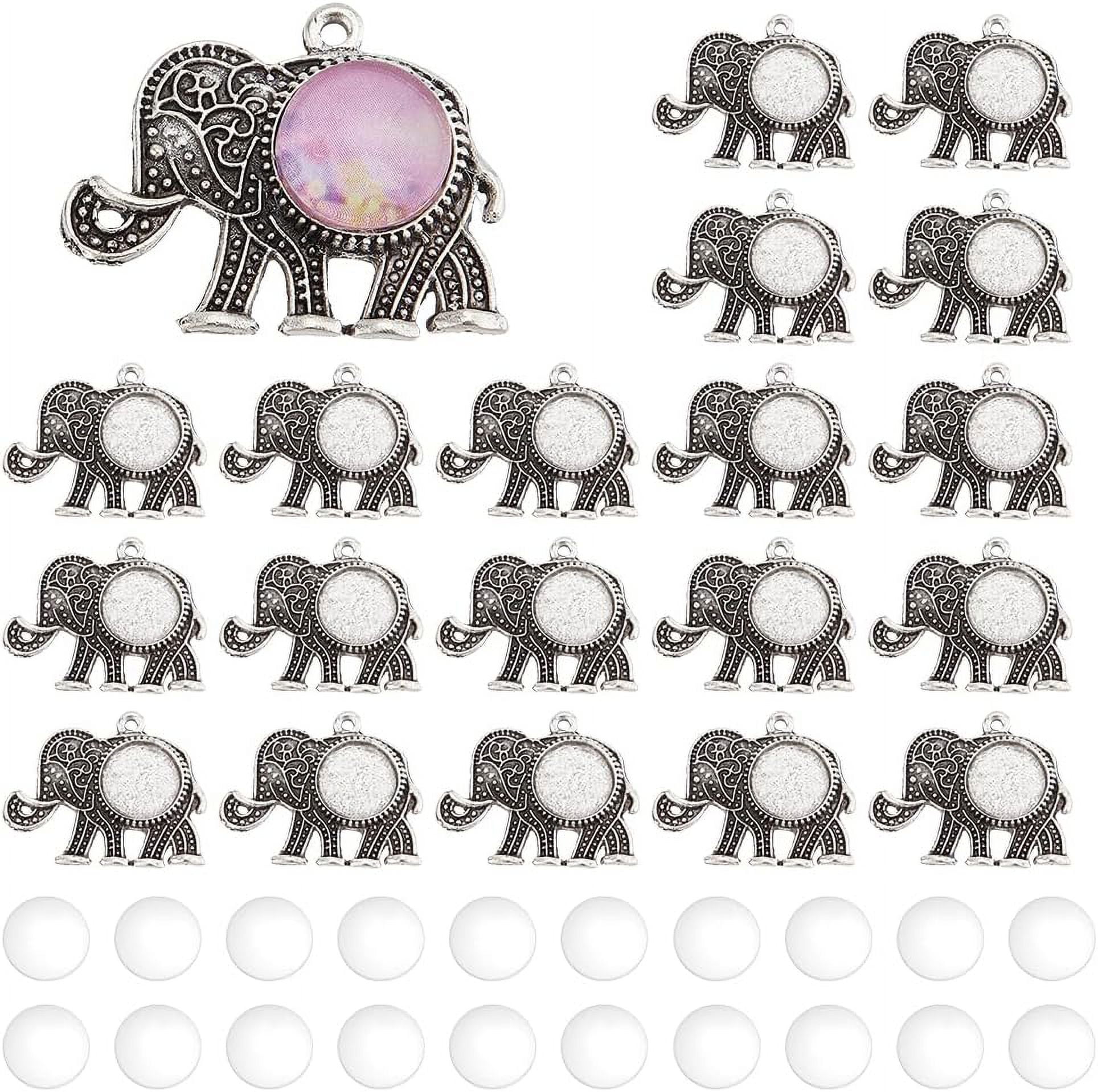 20 Sets Elephant Pendant Trays 20pcs Animal Photo Charms Blank Bezel ...
