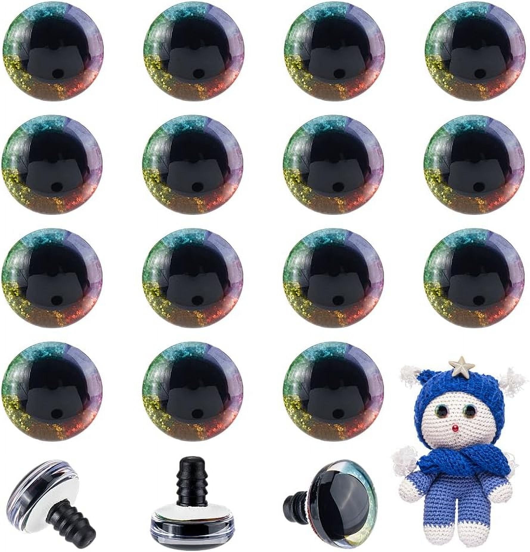 20 Sets Glitter Safety Eyes for Crocheting 3D Cat Eyes 18mm Stuffed ...