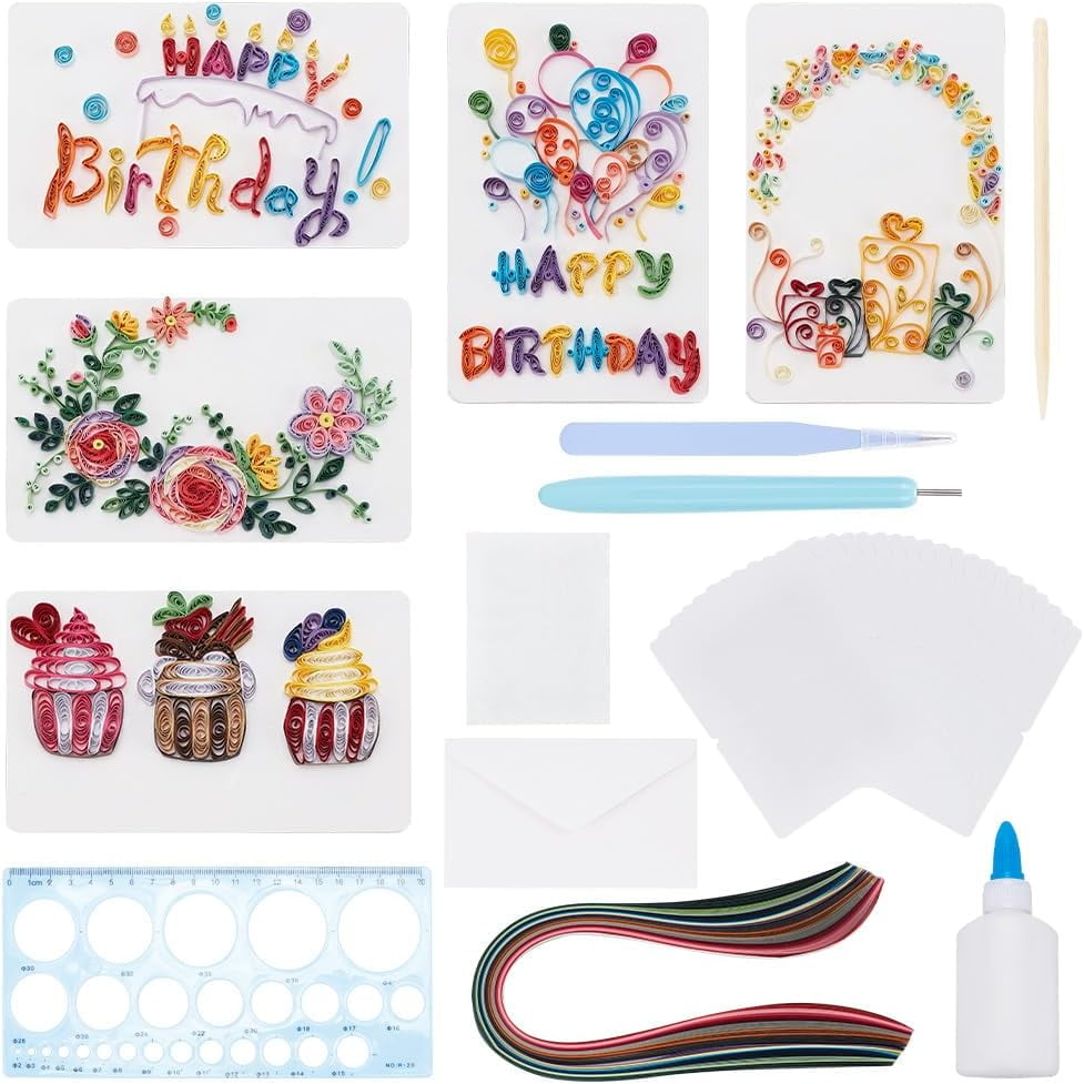20 Sets Handmade DIY Greeting Card Kits Birthday Theme Quilling Card ...
