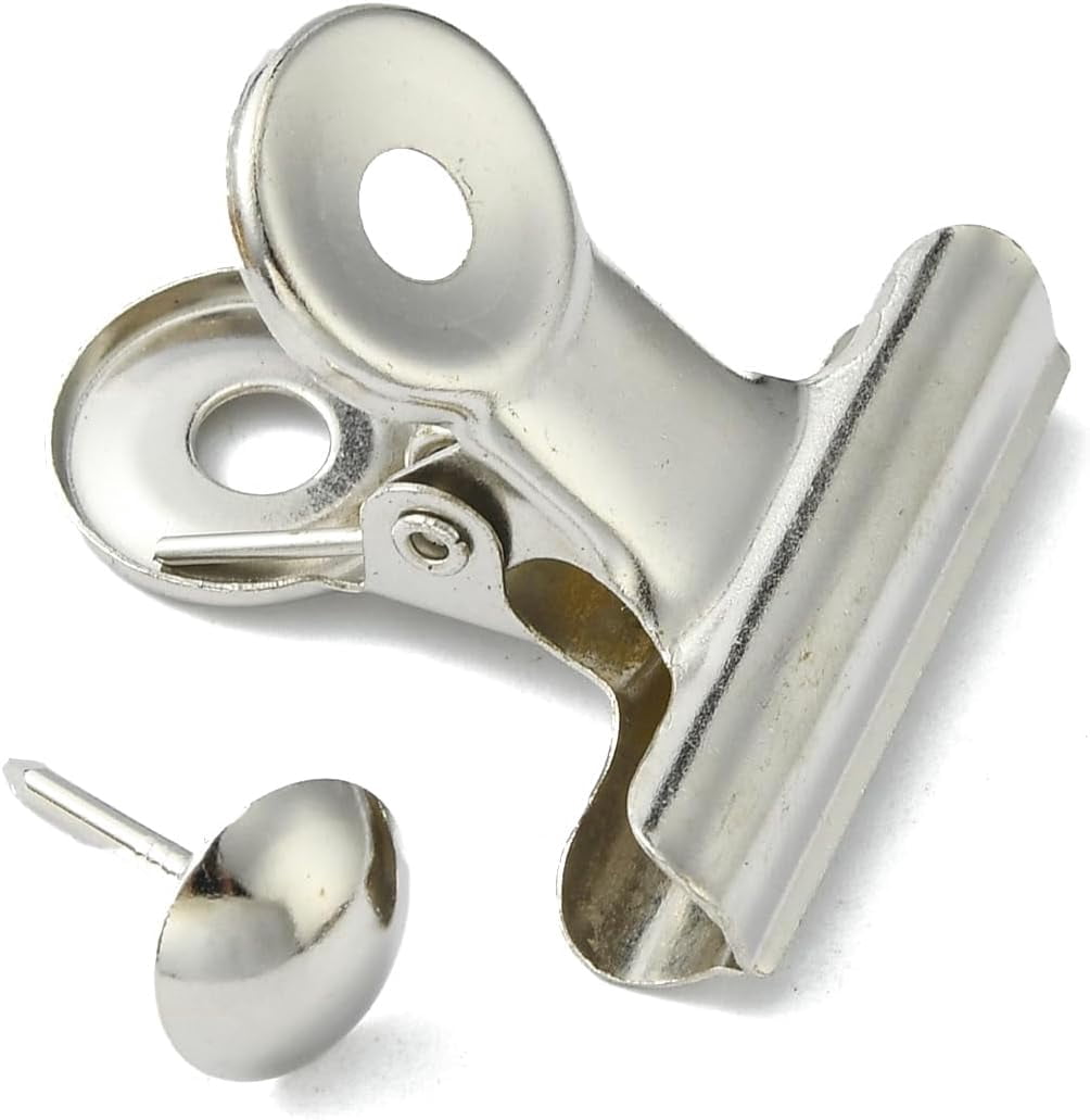 20 Sets Iron Clips and Round Head Drawing Pins Platinum 3.1cm with ...
