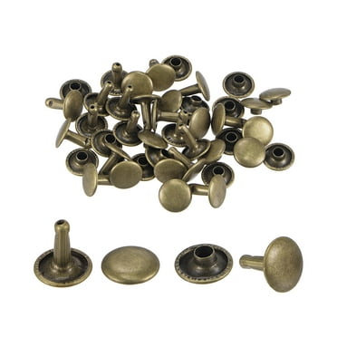 50 Sets Leather Rivets 9mm Double Cap Rivets 10mm Height Studs Silver ...