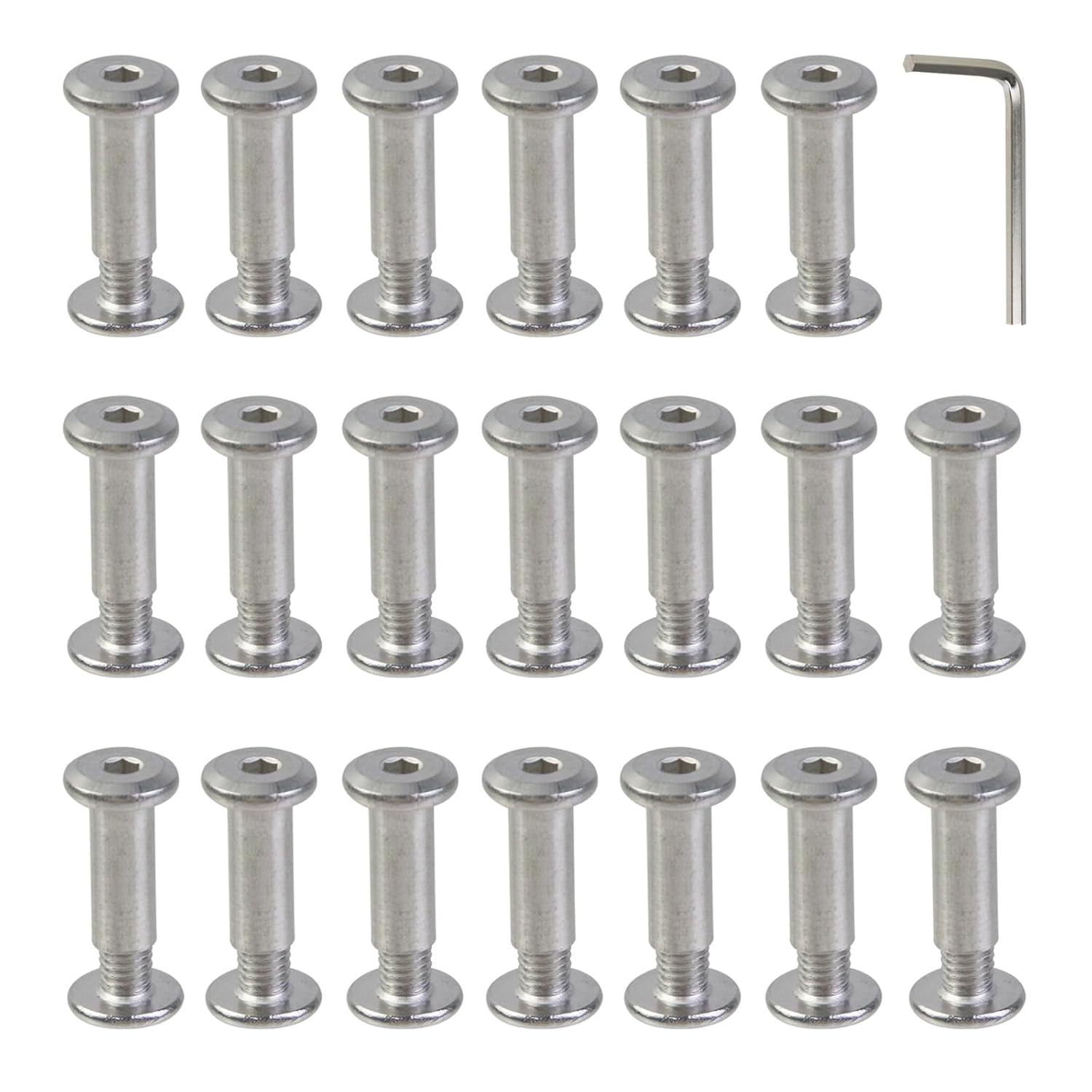 20 Sets M5×8mm Silver Binding Post Screw Stainless Steel Barrel Nuts ...