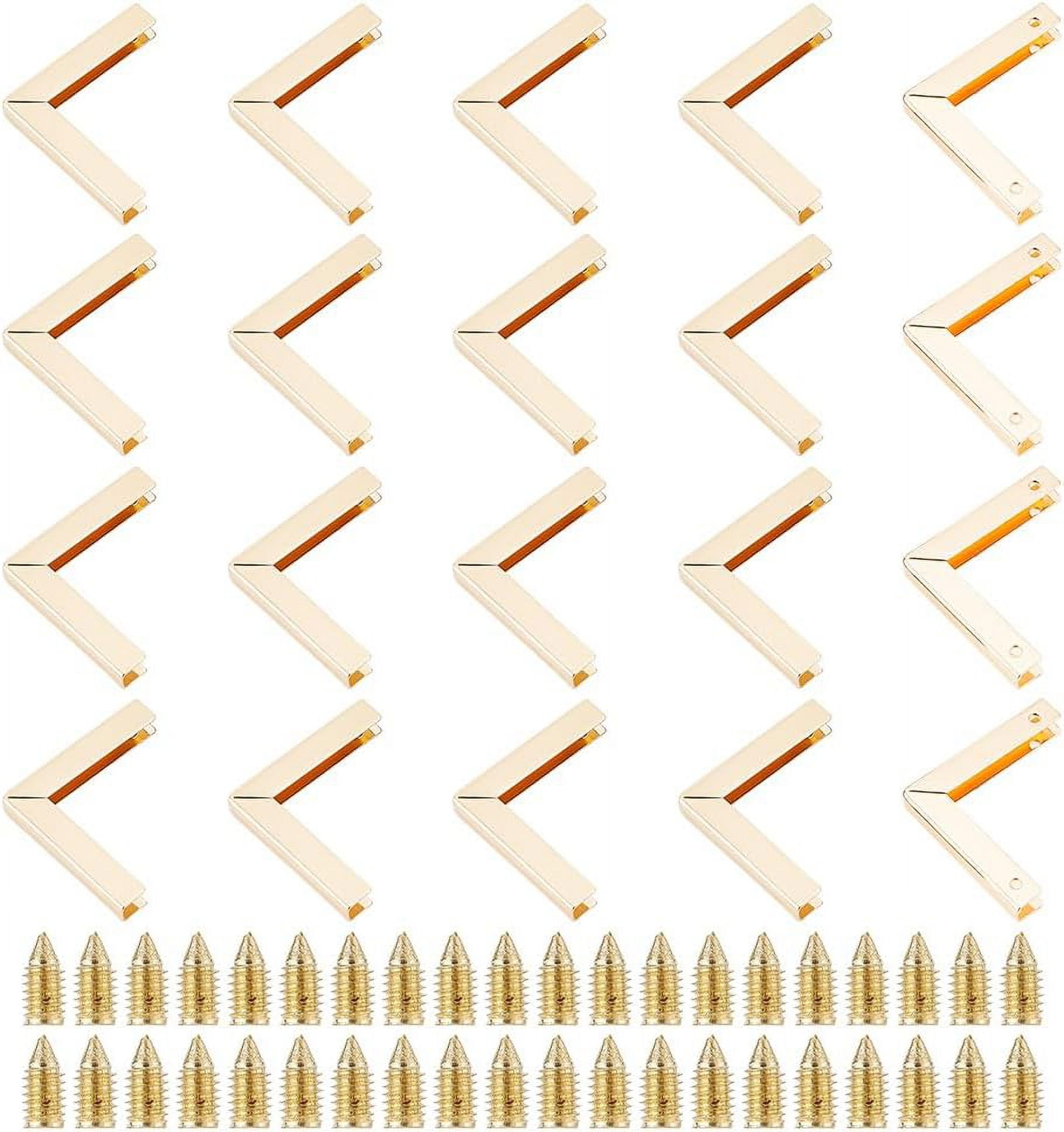 20 Sets Metal Purse Corner Protectors Light Gold L-Shaped Metal Corner ...
