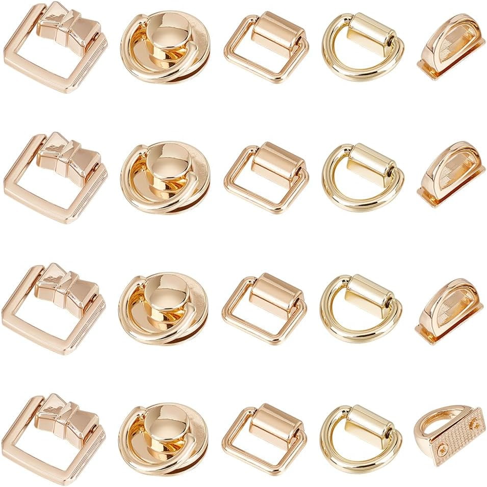 20 Sets Metal Suspension Clasps for Purse 5 Styles DIY Bag Side Clip ...