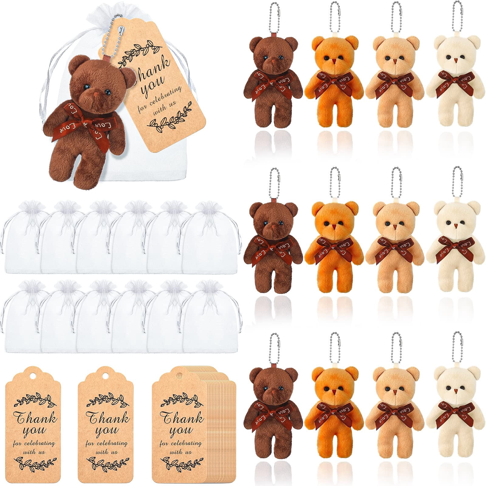 20 Sets Mini Bear STF9 Stuffed Plush Bear Baby Shower Decorations, Tiny ...