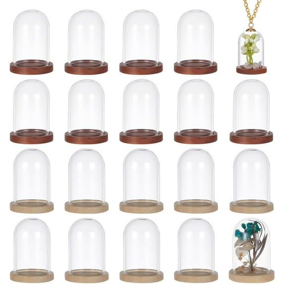 20 Sets Mini Eternal Flower Glass Dome Cloche Clear Glass Dome Cover ...