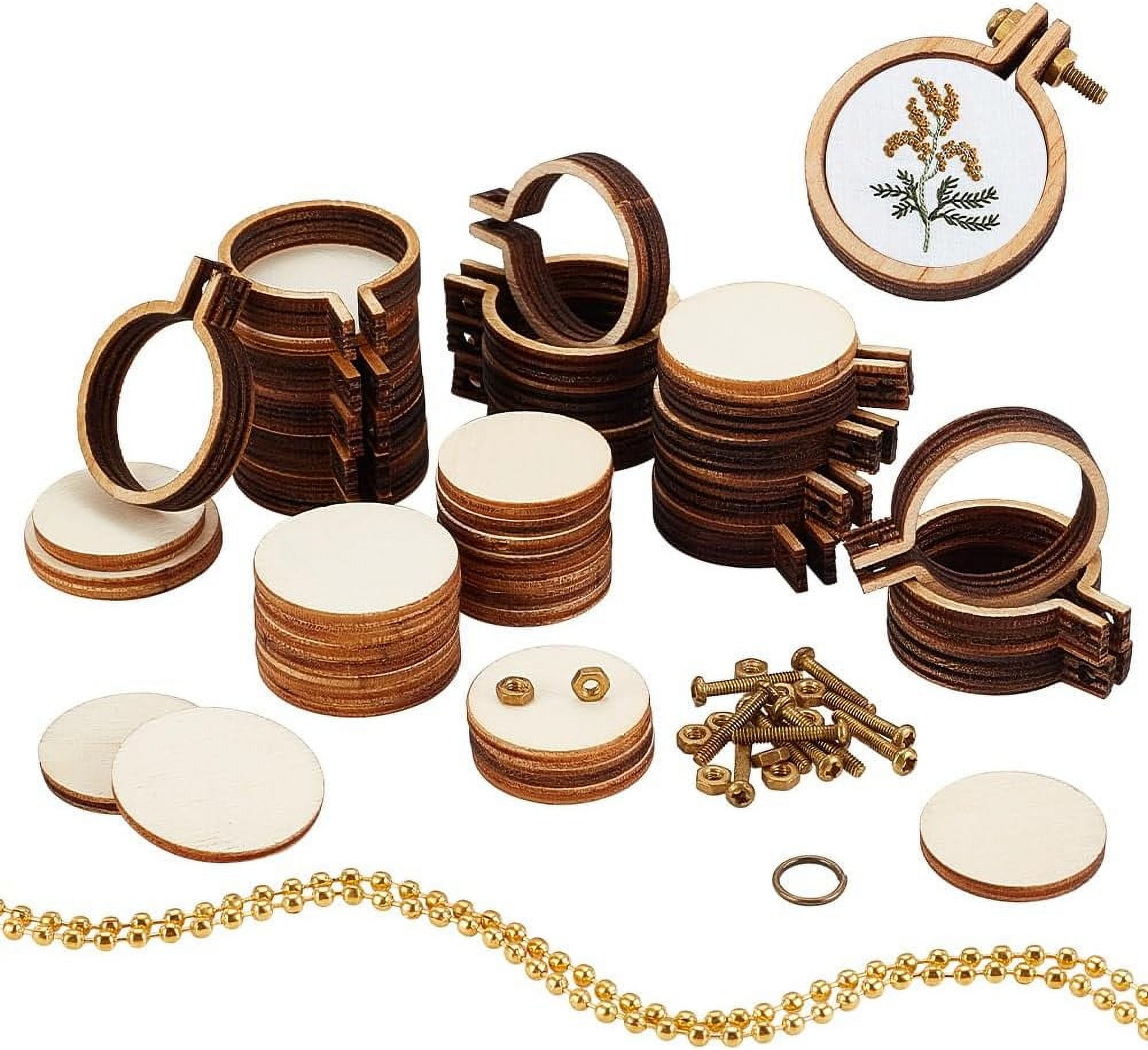 20 Sets Mini Wooden Embroidery Hoops Crossing Stitch Display Frame with ...