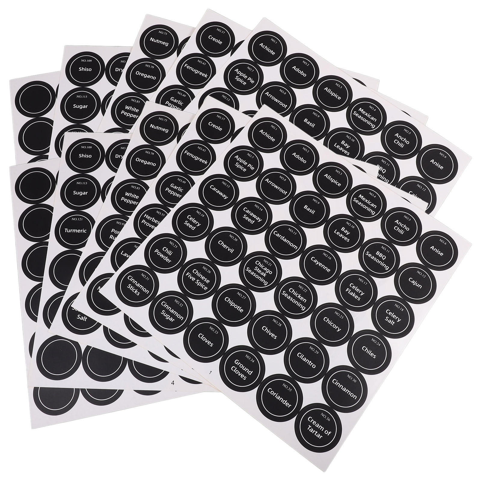 20 Sets Of Waterproof Round Spice Jar Labels Preprinted Label Stickers ...