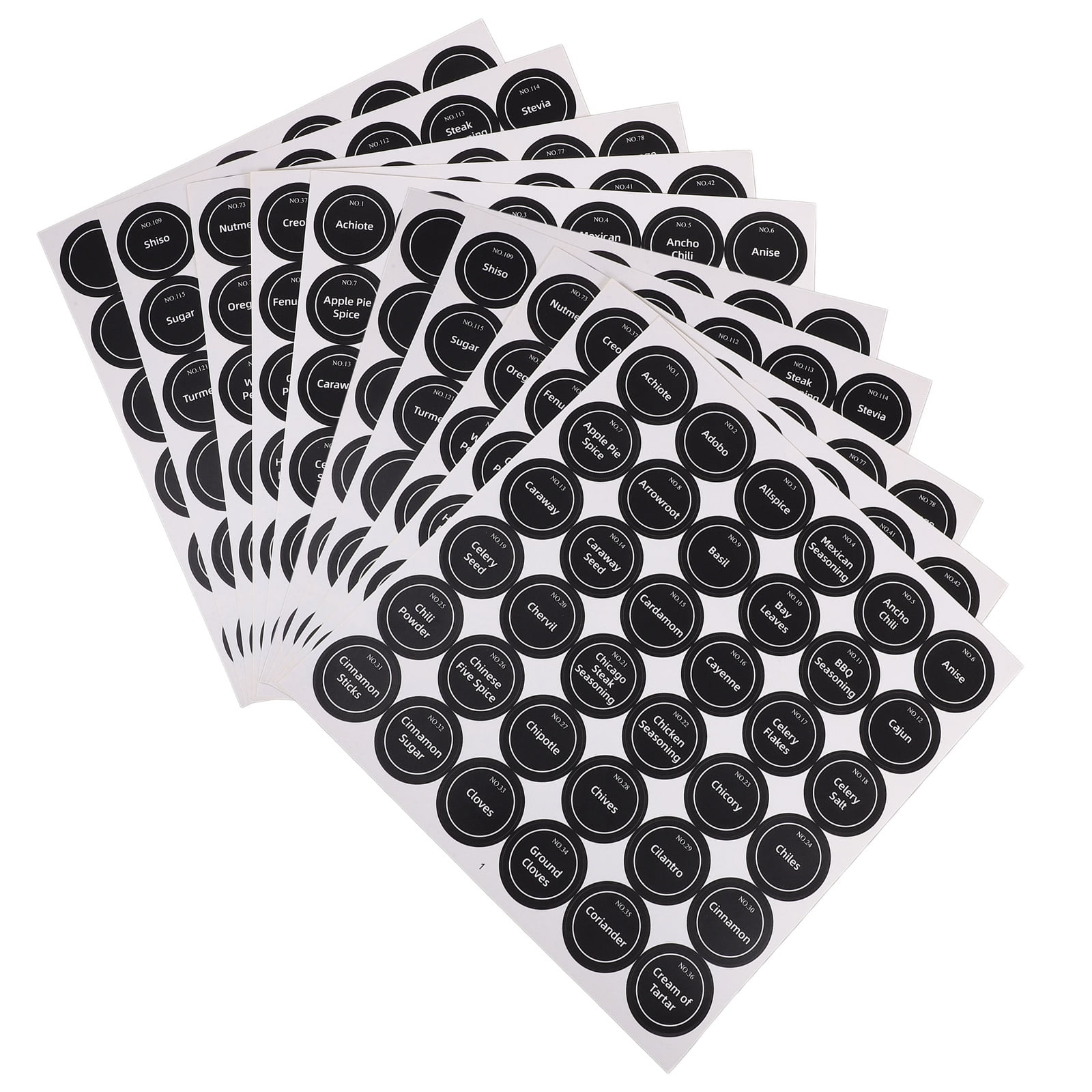 20 Sets Of Waterproof Round Spice Jar Labels Preprinted Label Stickers ...