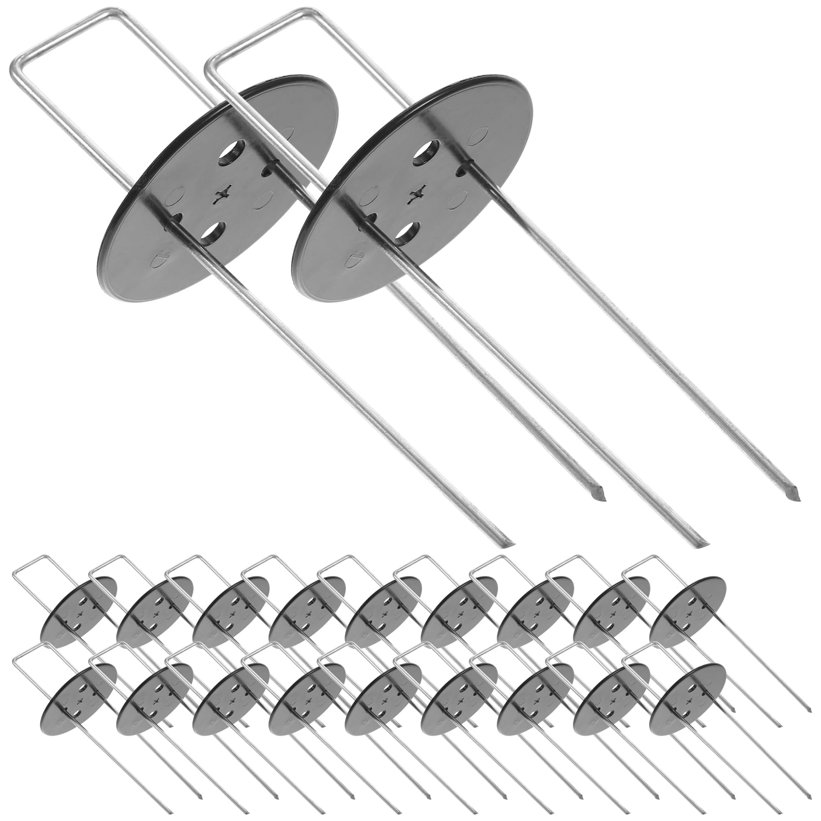 TEHAUX U Shaped Ground Metal Stakes for Gardening 20 Sets 6x6x0.2in ...