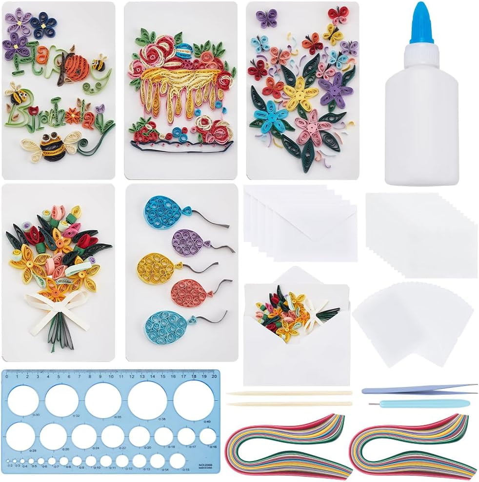 20 Sets Paper Quilling Kit DIY Happy Birthday Quilling Cards for ...