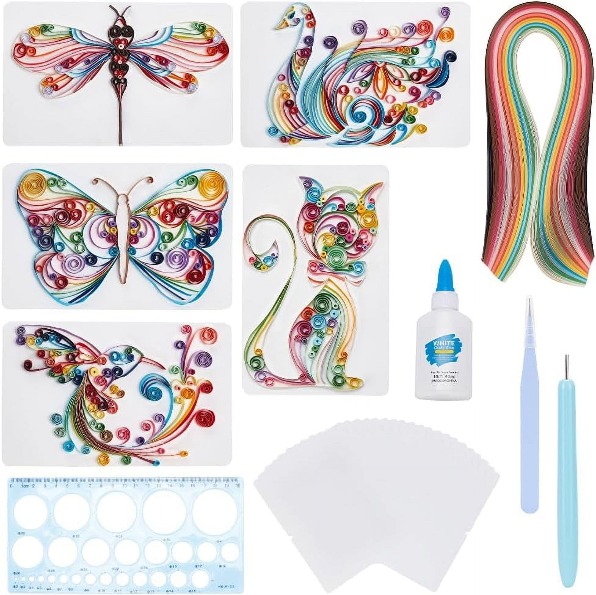 20 Sets Paper Quilling Kits Beginners DIY Lovely Animal Quilling Card ...