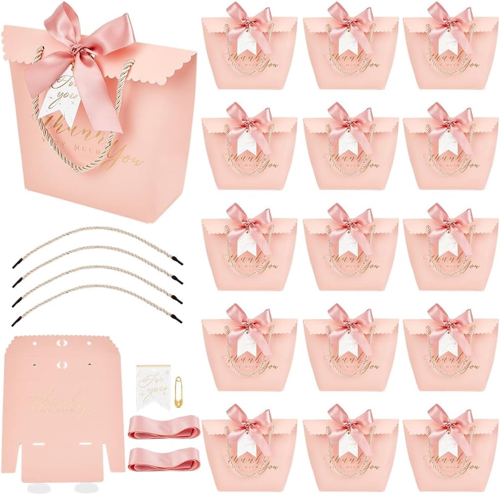20 Sets Pink Wedding Favor Boxes 5.7x2.6x6.3Inch Thank You Paper Gift ...