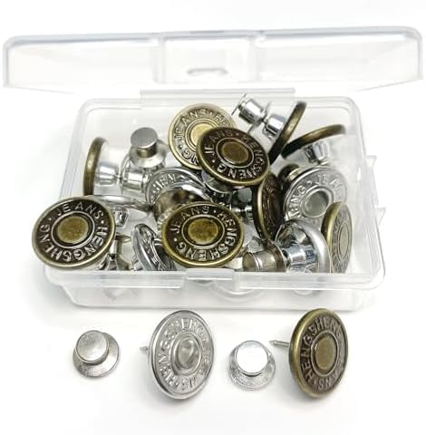 20 Sets Replacement Jean Buttons, 17mm Combo Copper Tack Buttons ...