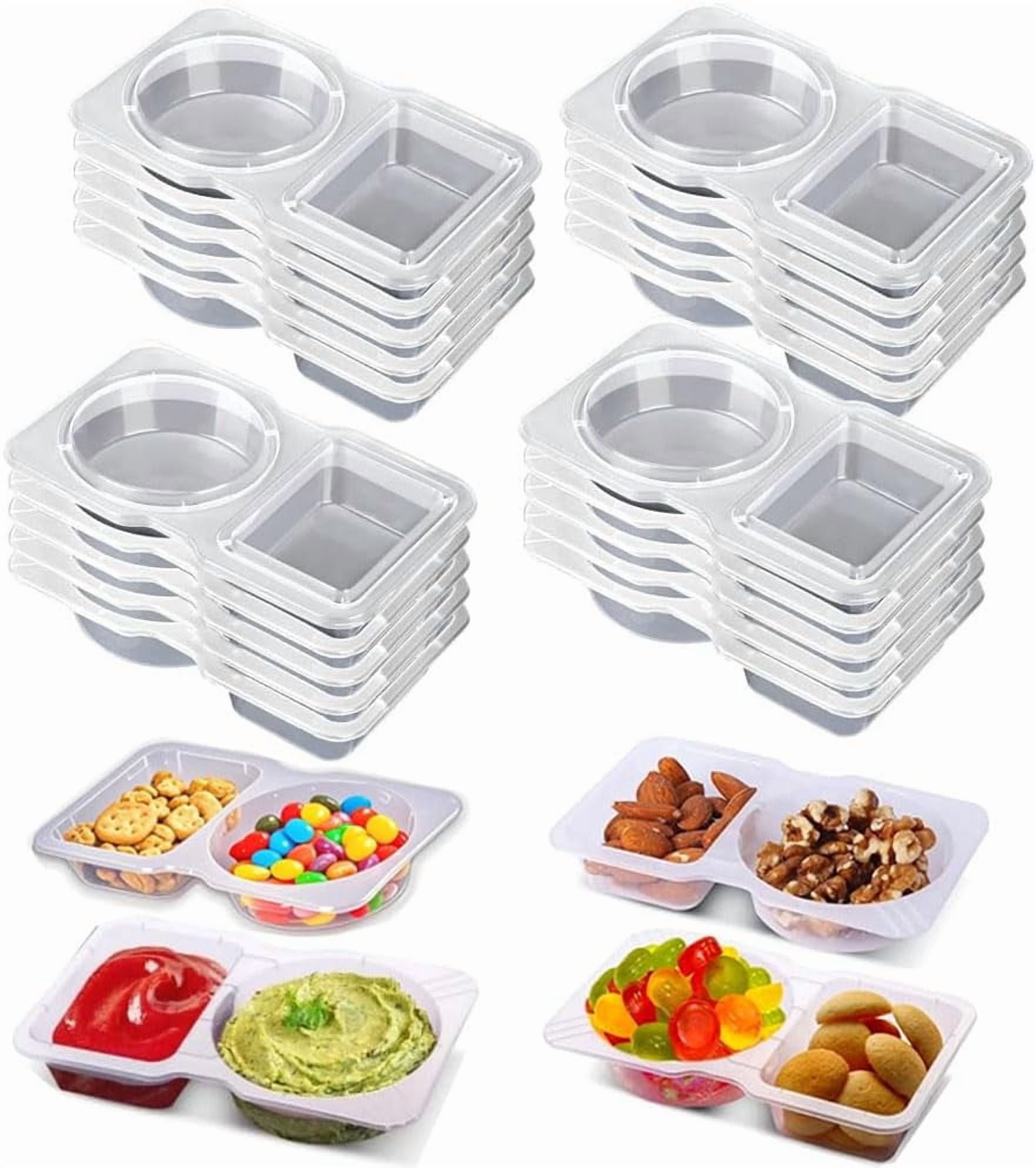 20 Sets Snack Condiment Containers with Lid, Disposable Double 2 ...