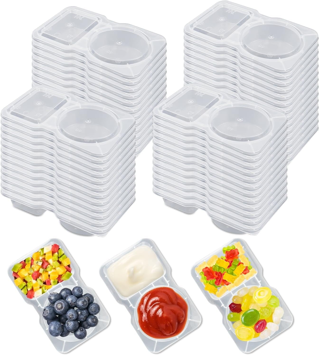 20 Sets Snack Containers, Snack Pack Containers with Lid, Double ...