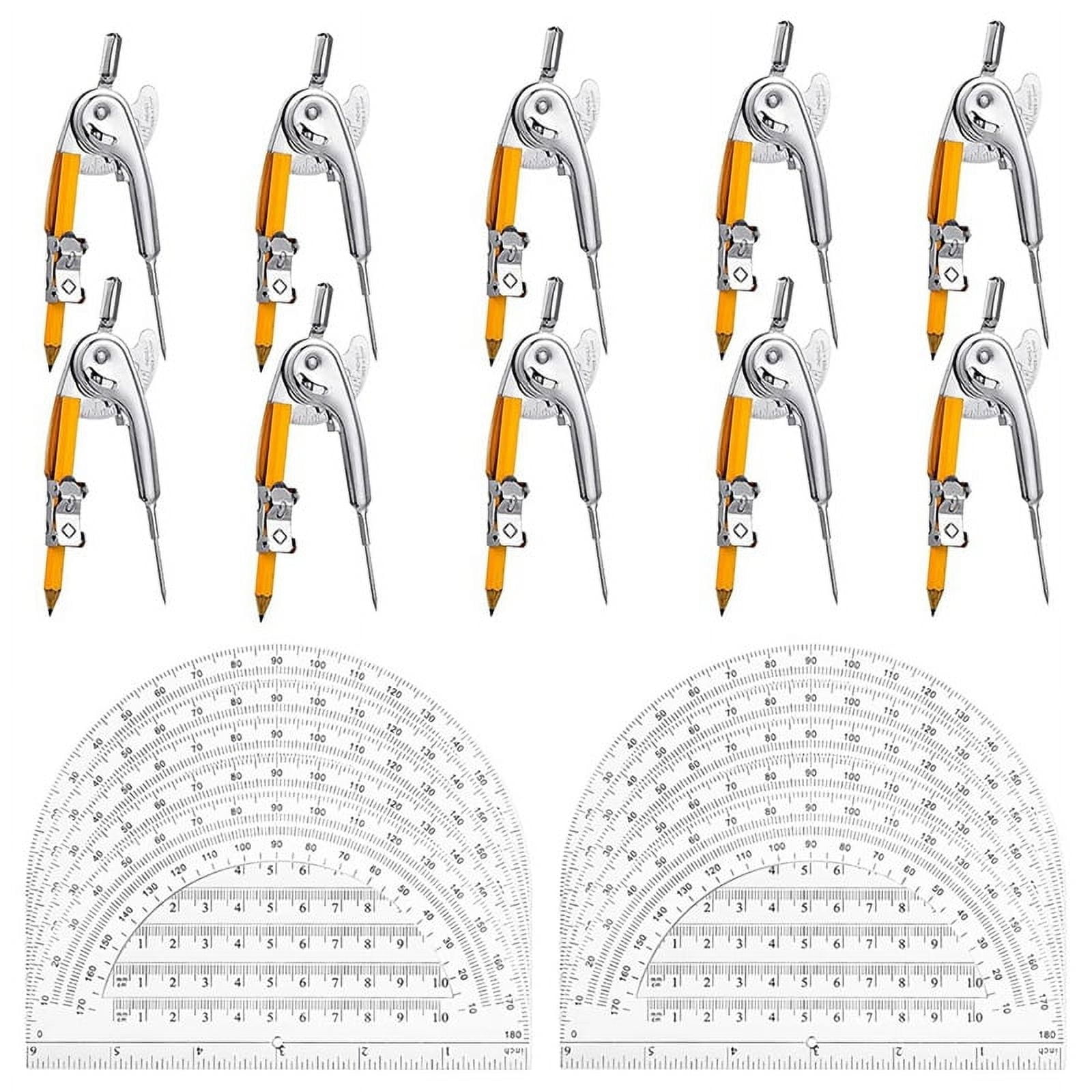 20 Sets Student Protractor and Compass Set - Student Geometry Math Set ...