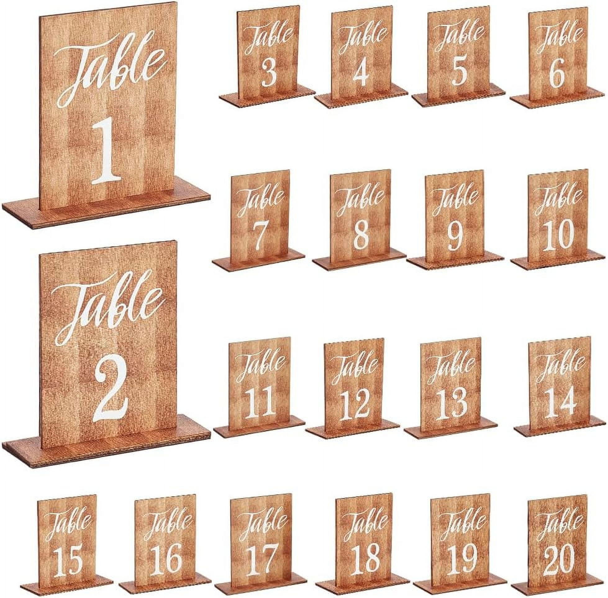20 Sets Table Numbers Rectangle Wooden Sign Wedding Table Numbers with ...