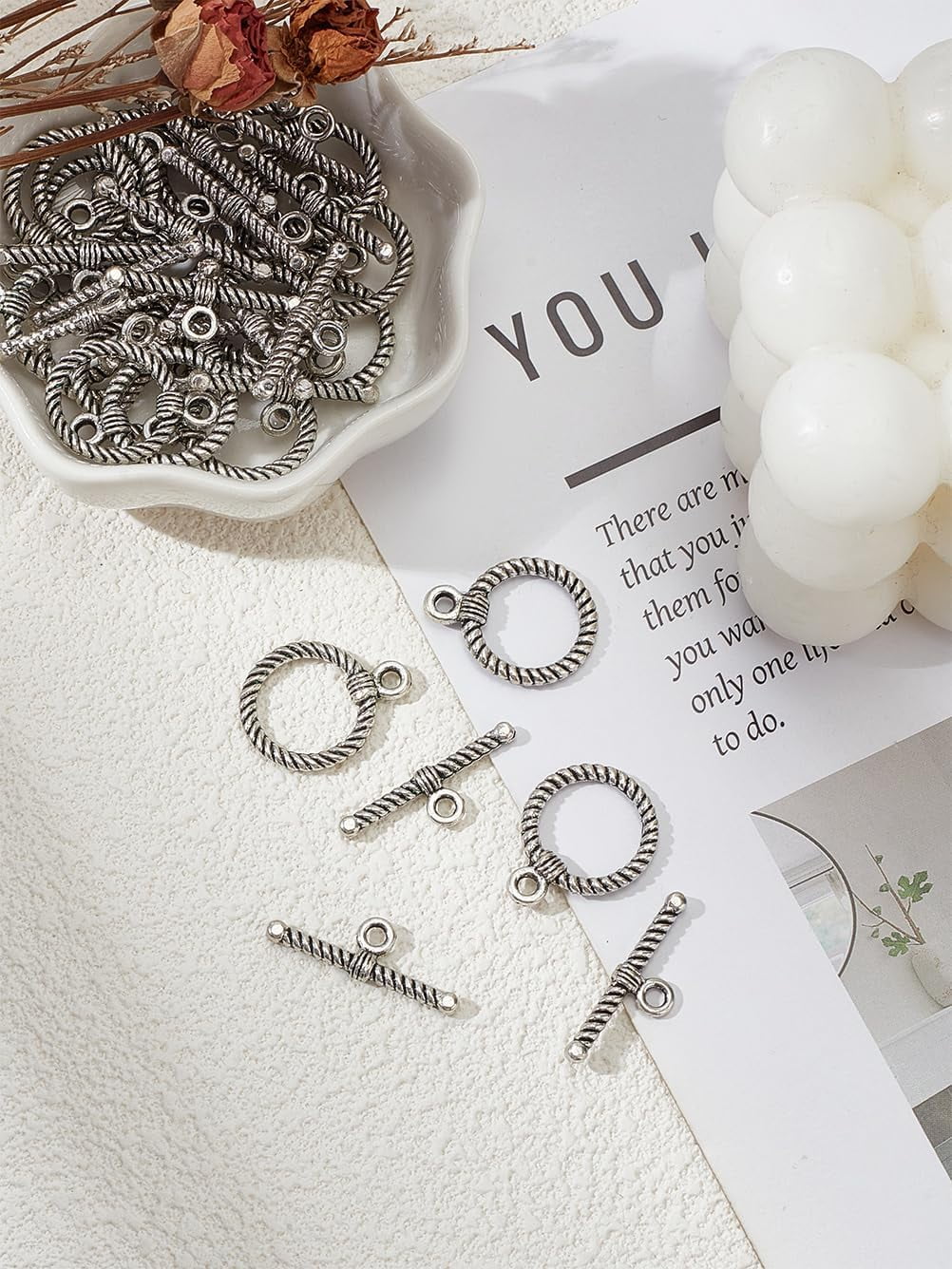 20 Sets Toggle Clasps Tibetan Style Alloy Twist Ring Toggle Clasps ...