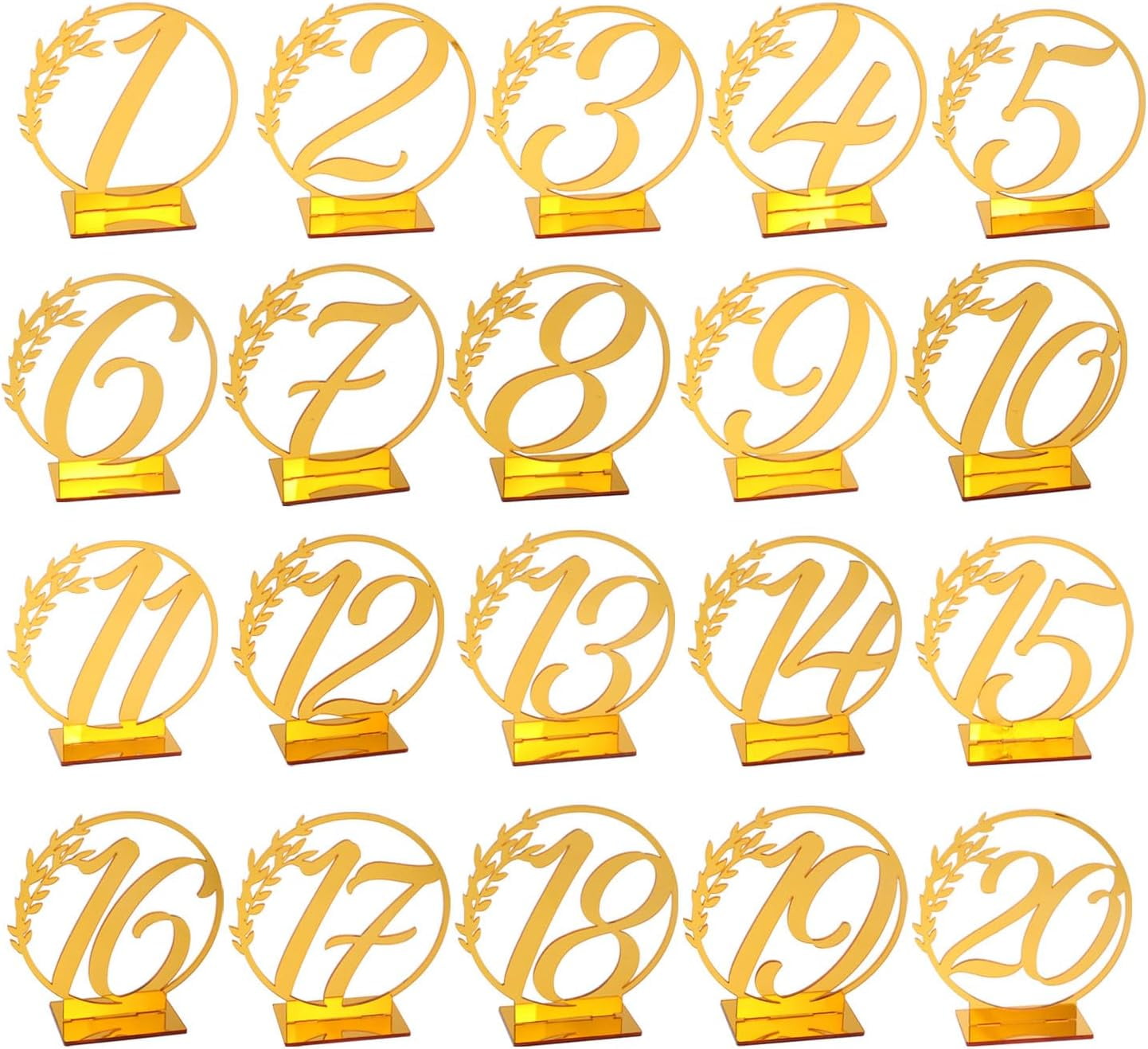 20 Sets Wedding Table Numbers 1 to 20 Acrylic Table Numbers Stands with ...